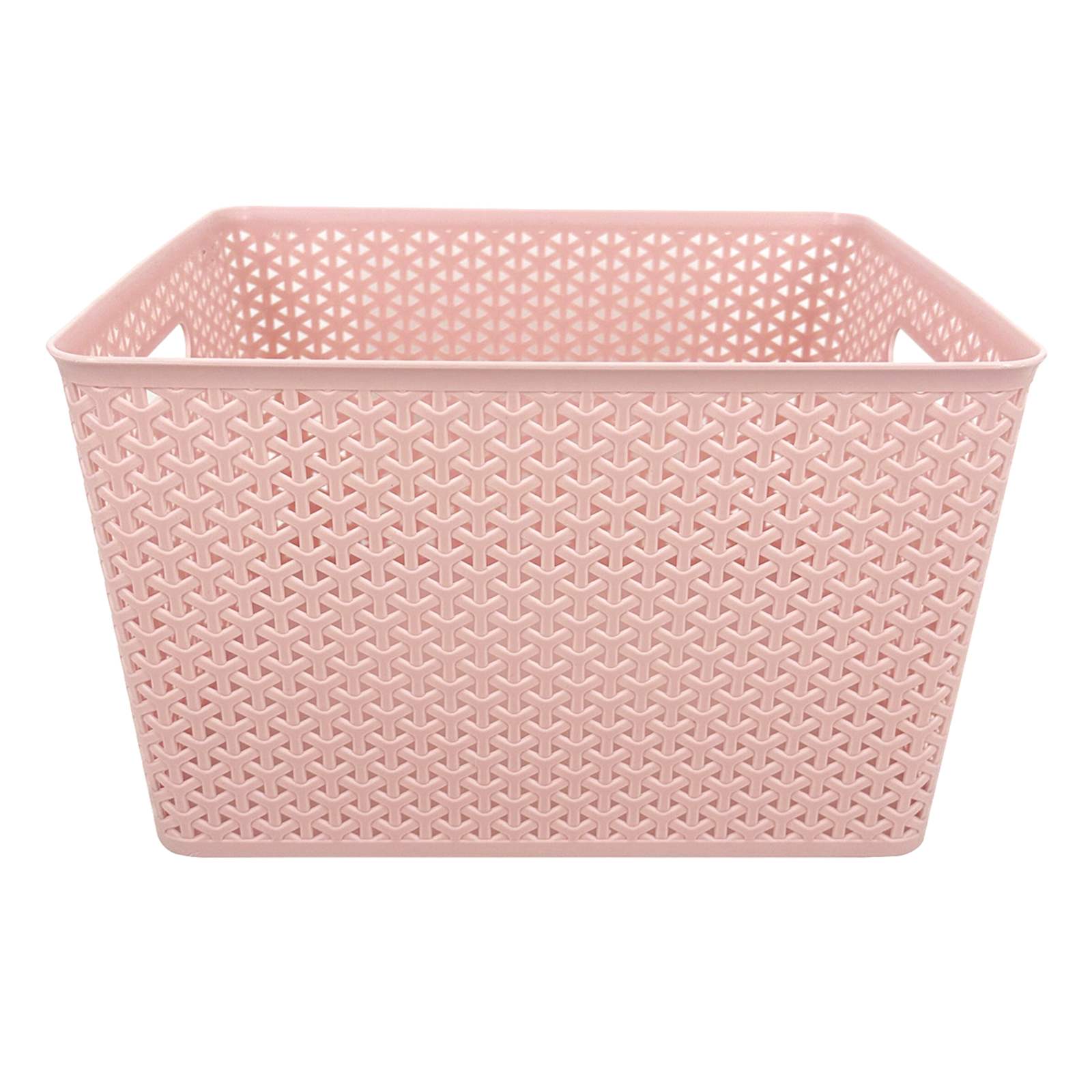 Blush Pink Y Weave Storage Basket Small | At Home