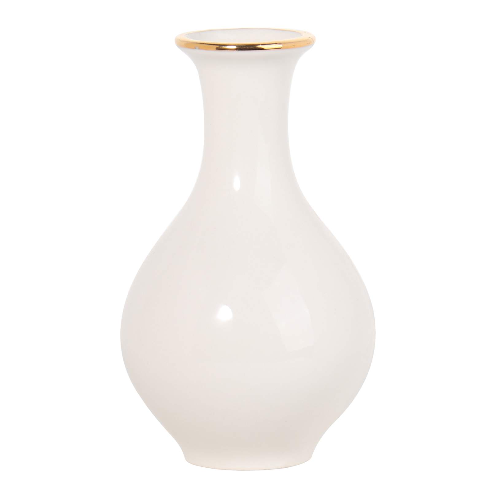Providence White & Gold Electroplated Ceramic Vase, 6"