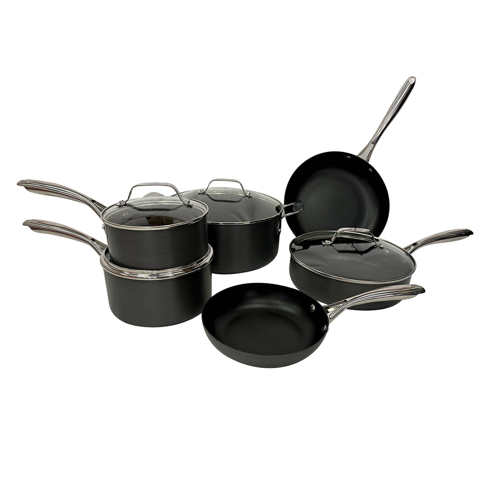 10-Piece Black Hard-Anodized Cookware Set