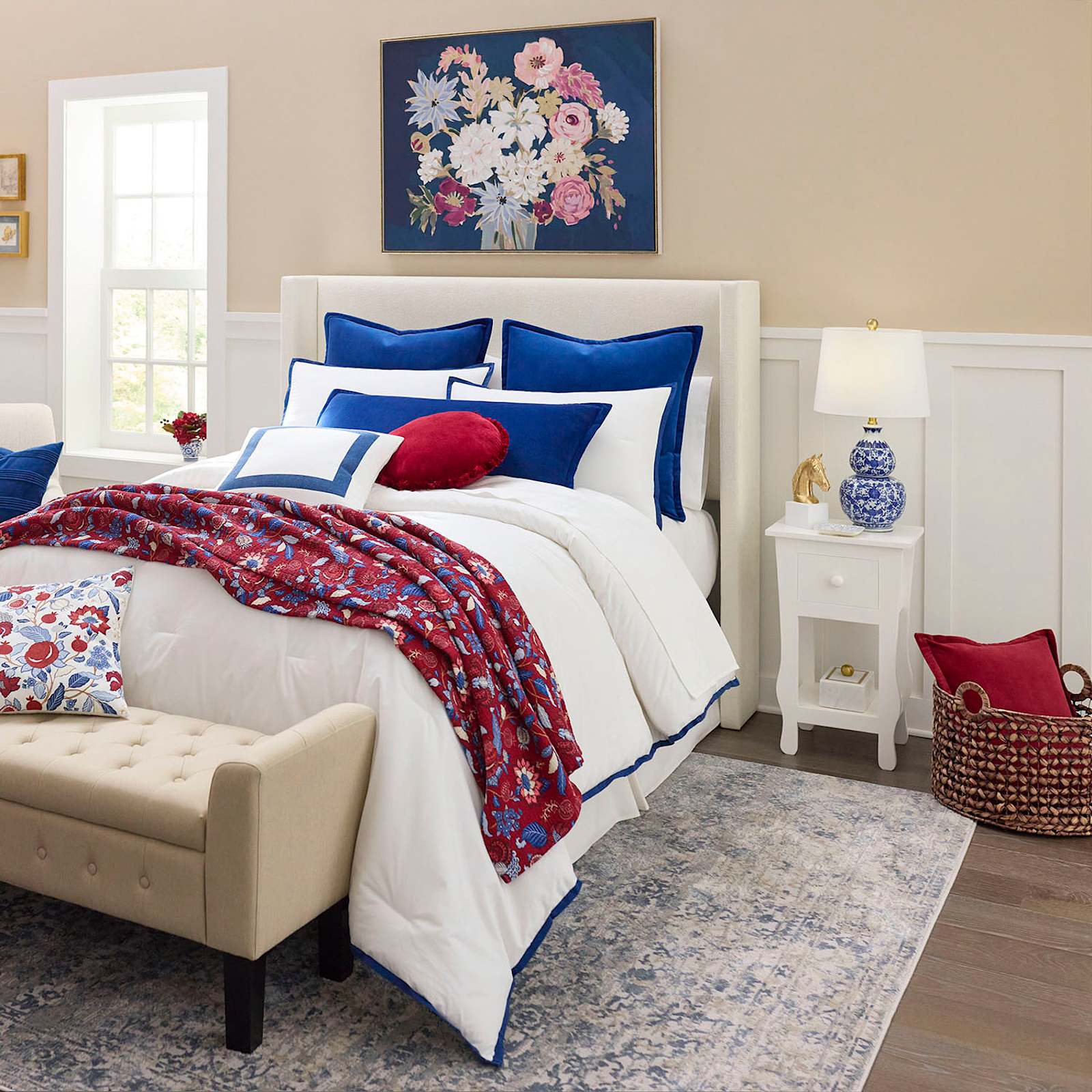 Providence 3-Piece White Cotton Hotel Border Comforter Set, Full/Queen