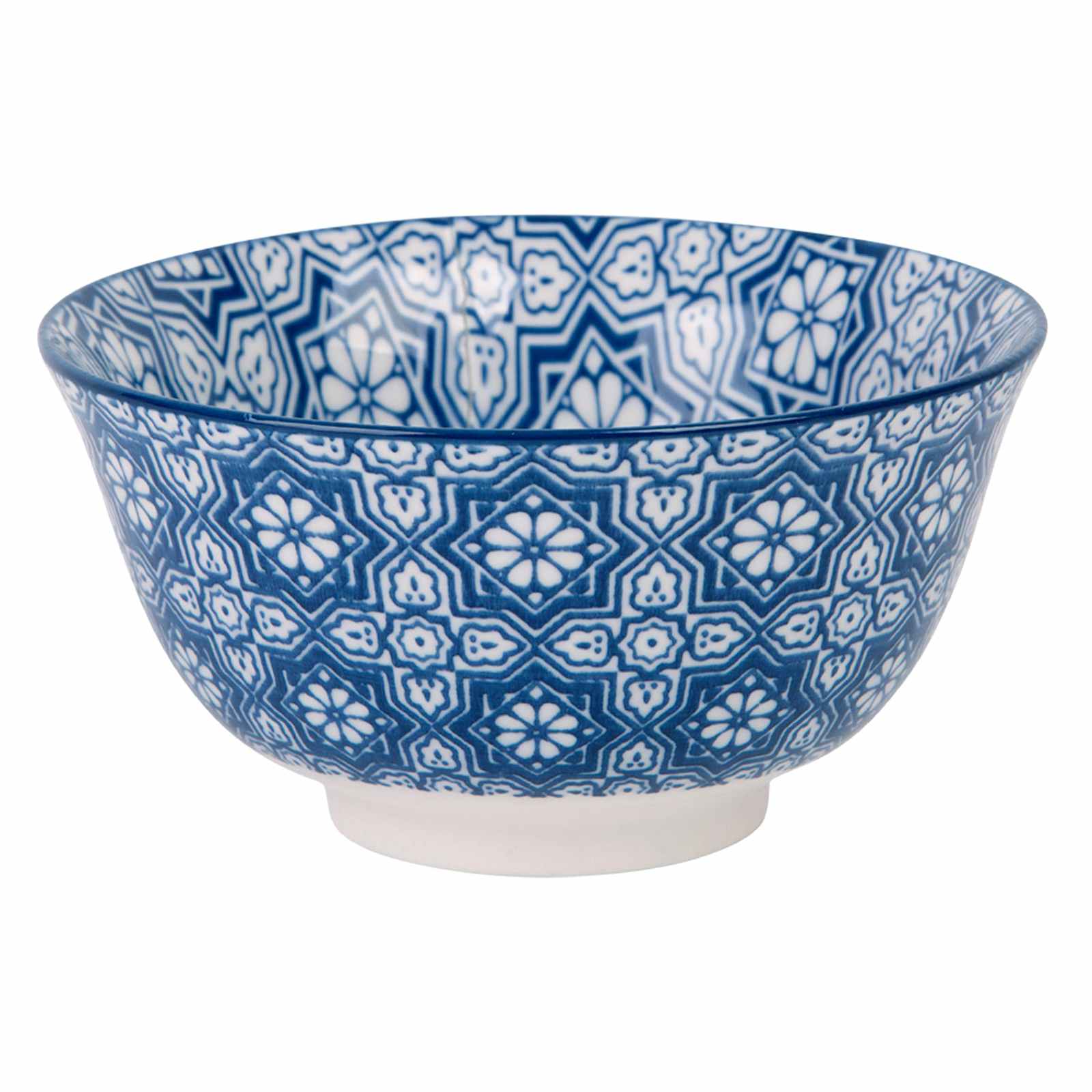 Blue Geo Floral Pattern Bowl, 11oz