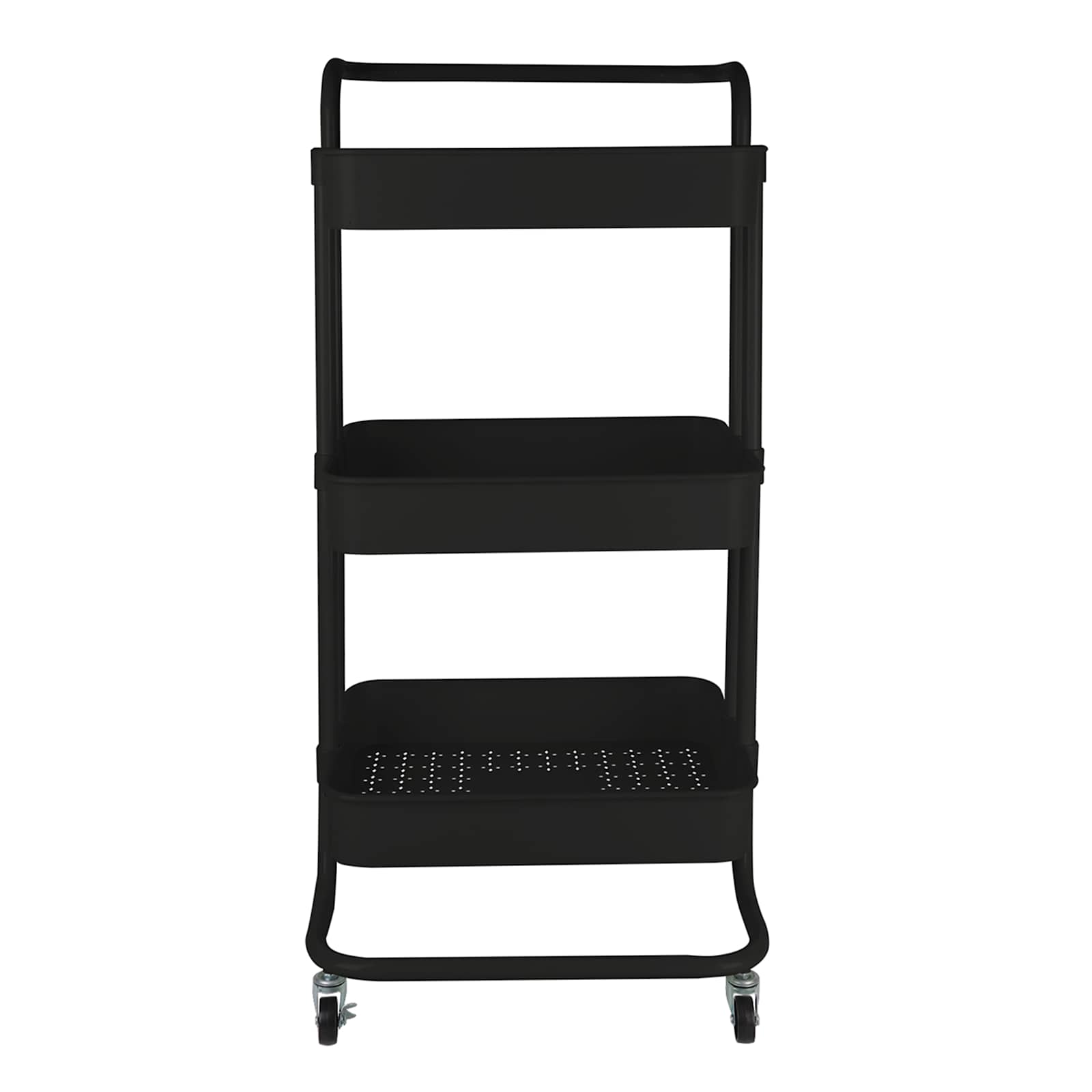 3-Tier Rolling Storage Cart, Black