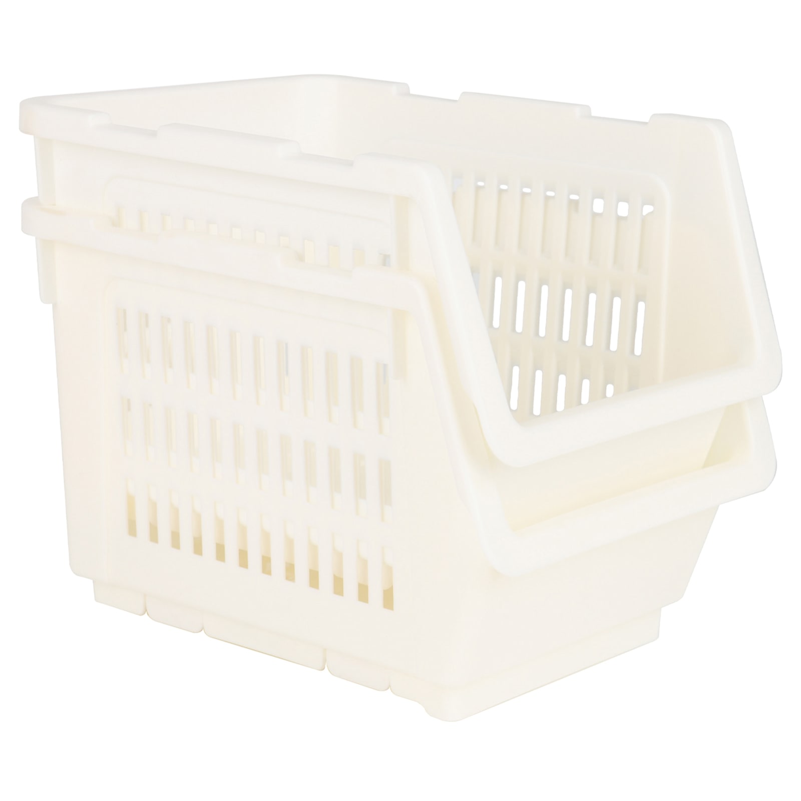 2-Pack White Stackable Storage Basket, Extra Small