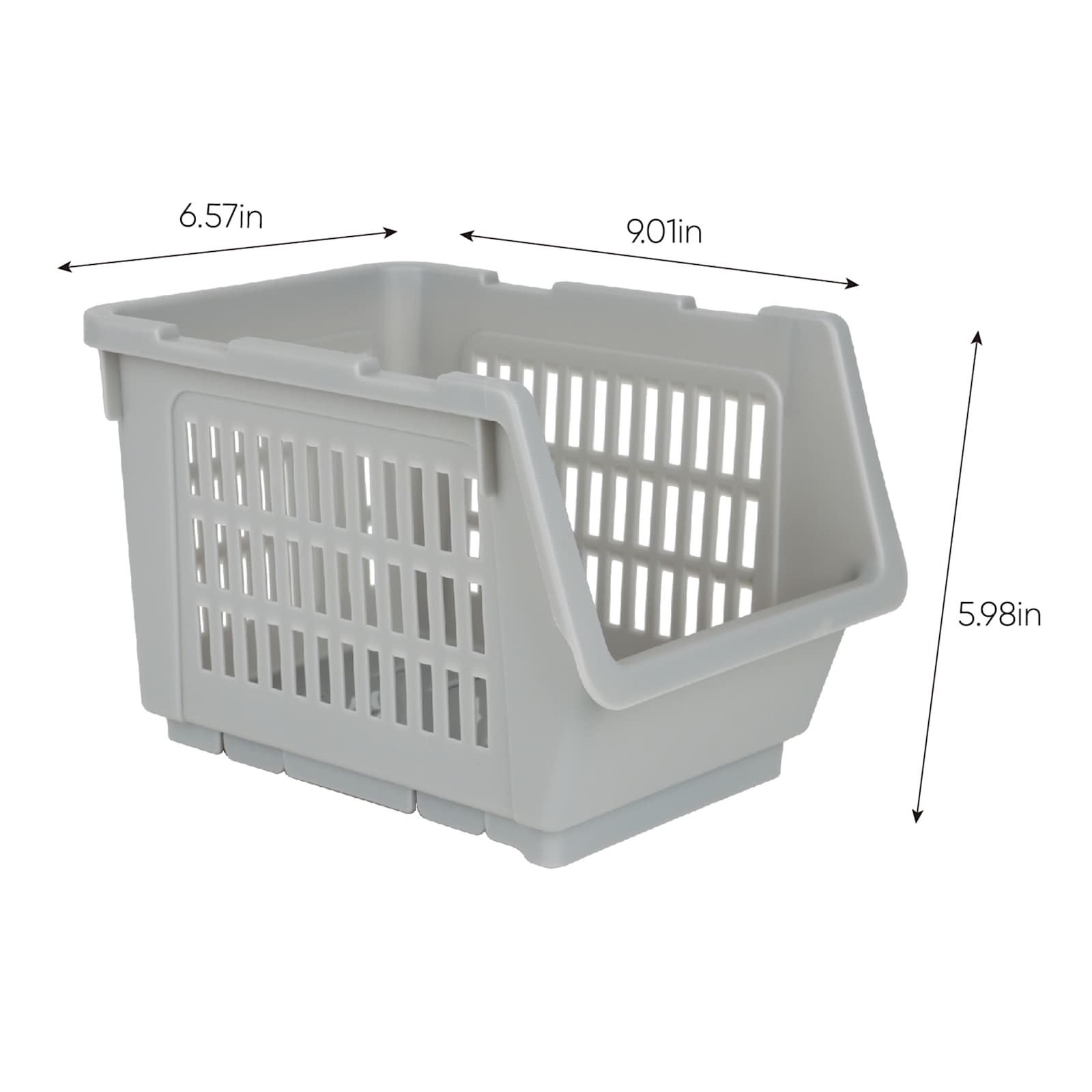 2-Pack Grey Stackable Storage Basket, Extra Small