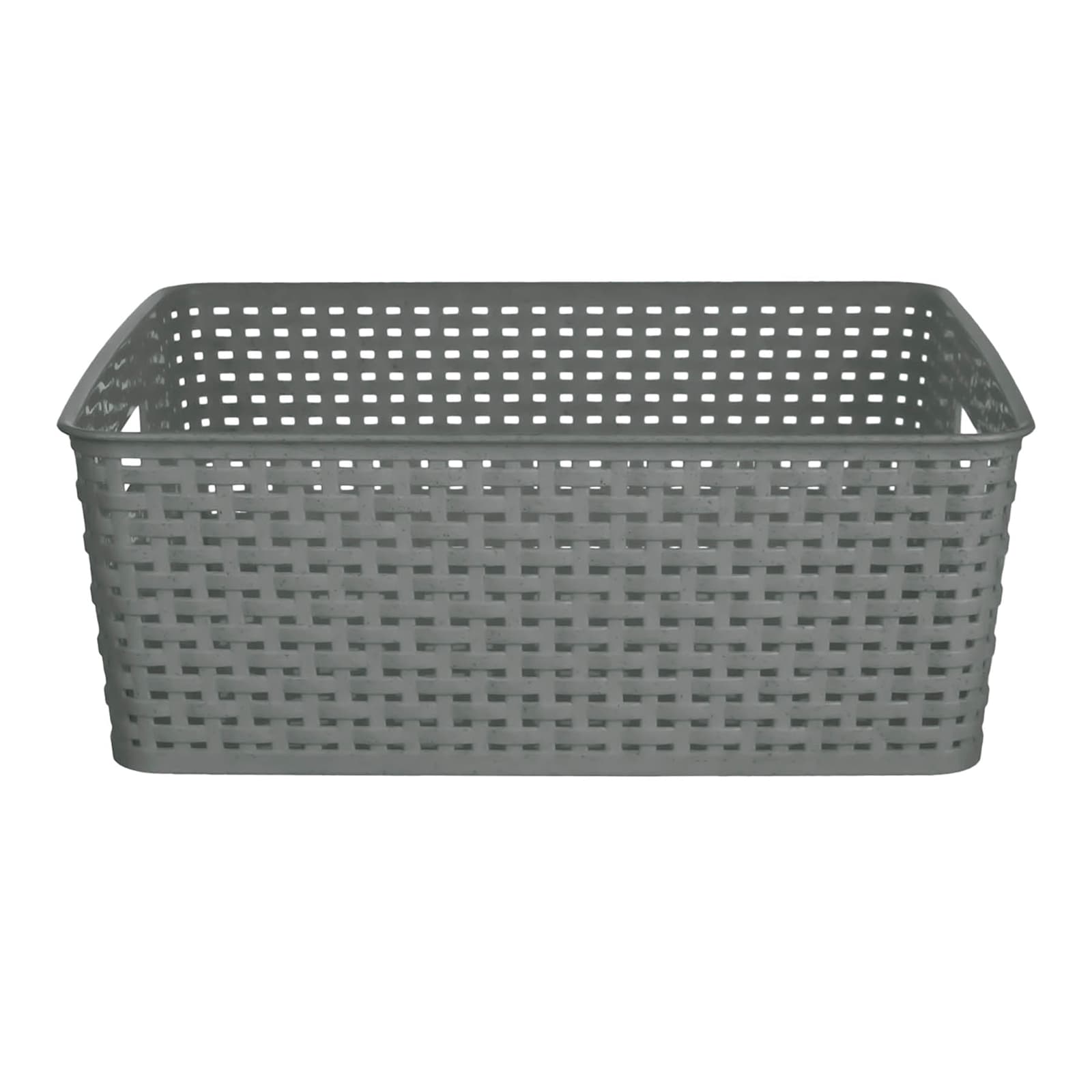 Grey Rectangle Crossover Weave Storage Basket Medium | At Home