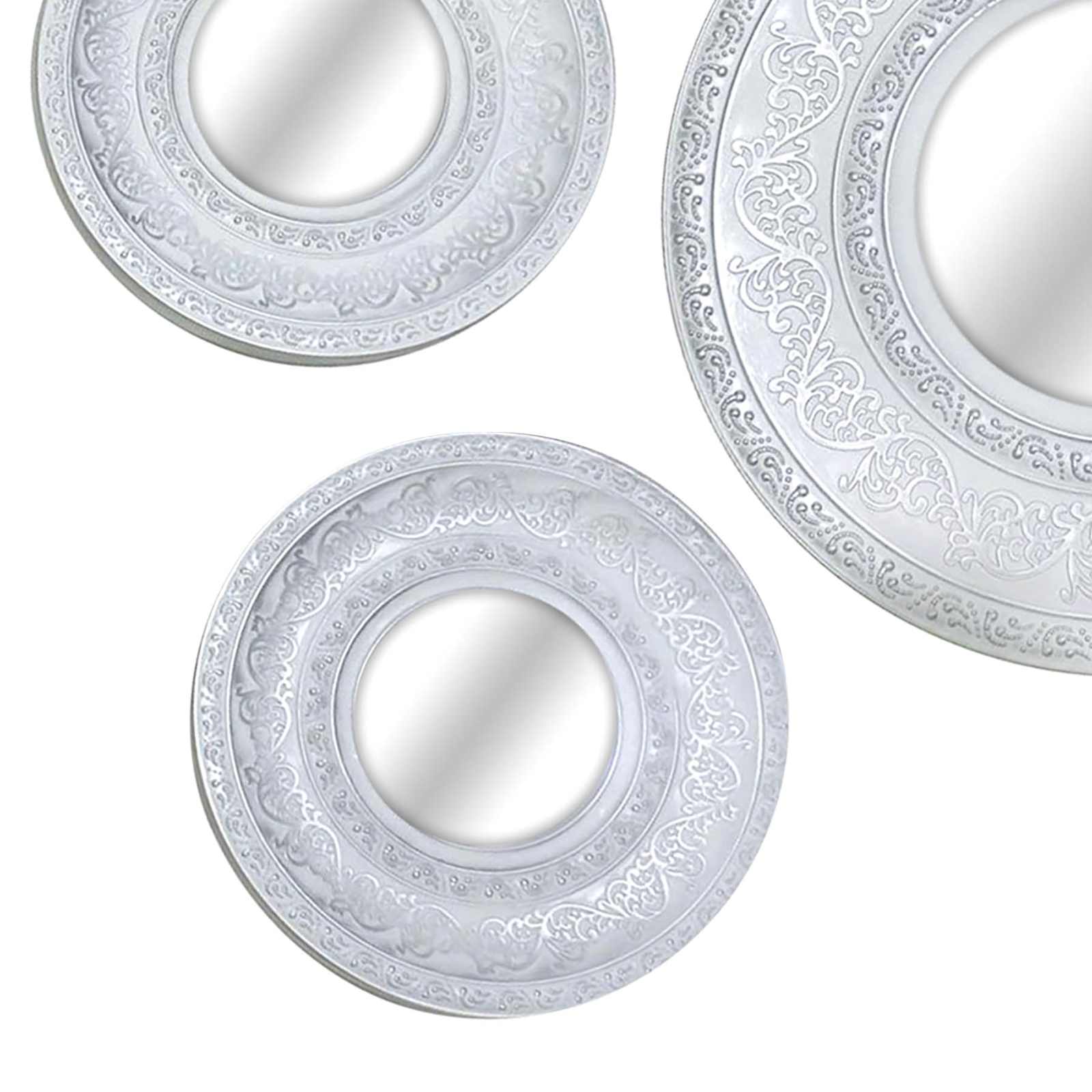 5-Piece White Ornate Embossed Mirror Set