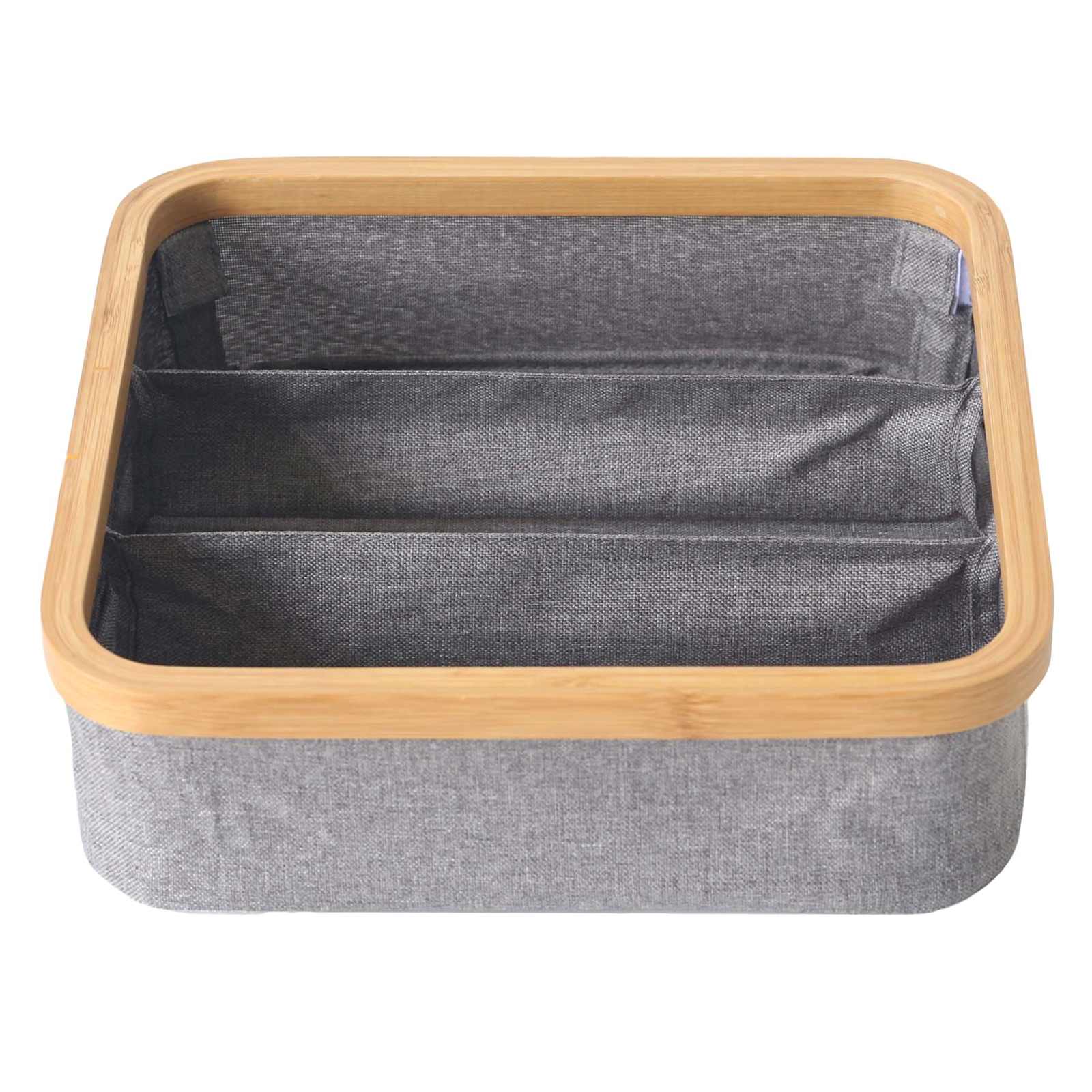 3-Compartment Bamboo Storage Bin