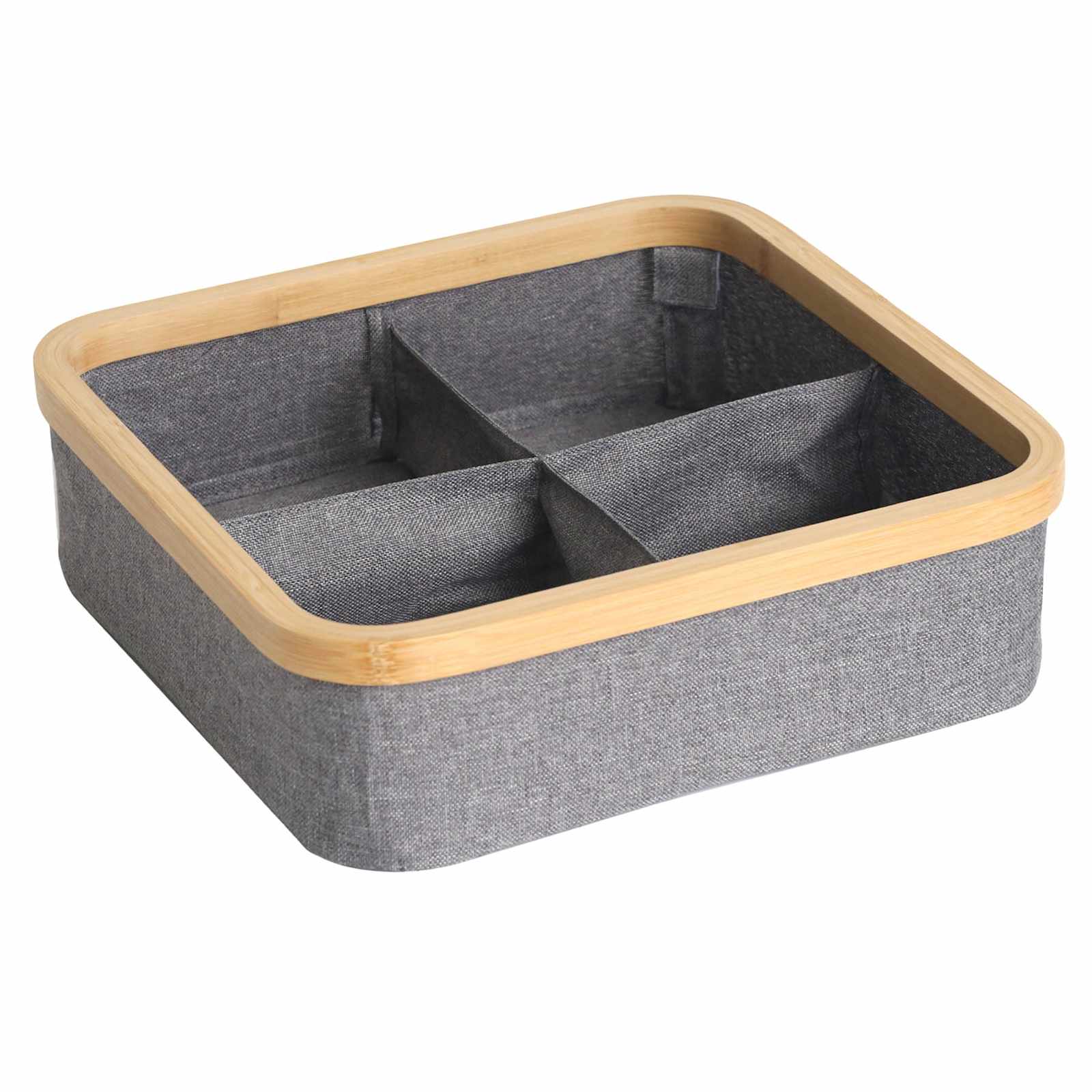 4-Compartment Bamboo Storage Bin