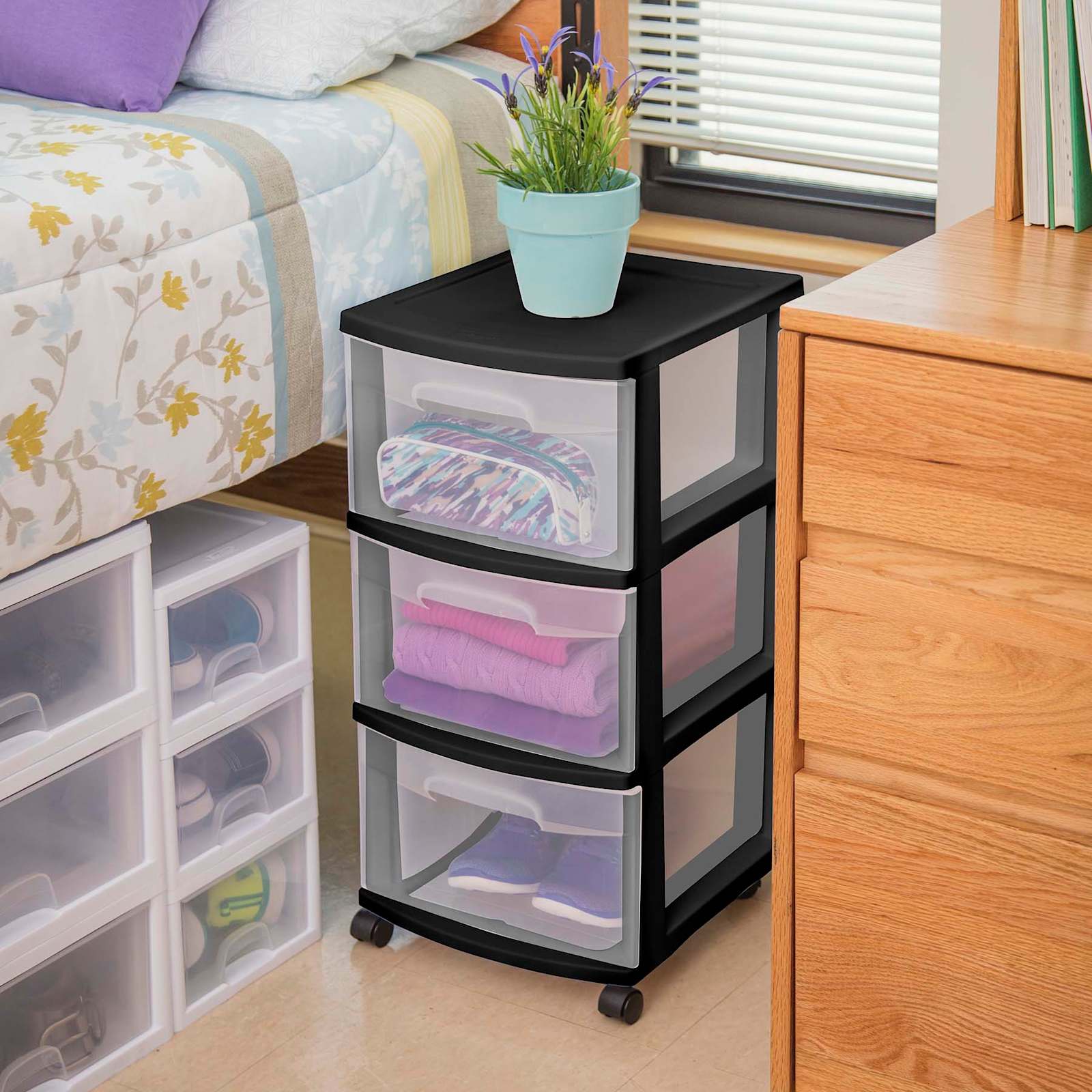 Black Sterilite 3-Drawer Storage Cart | Home Organization | At Home
