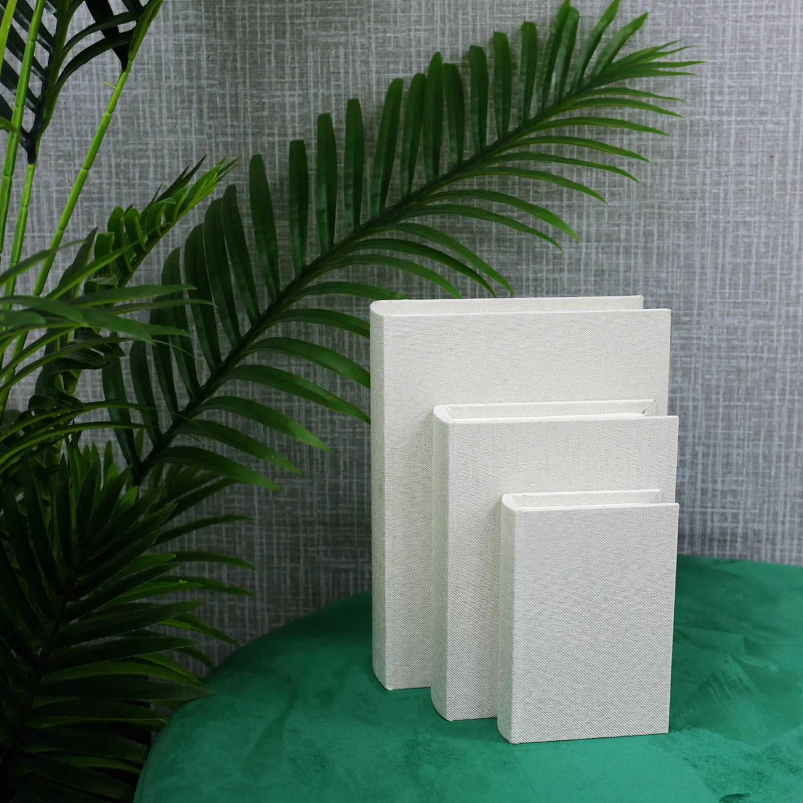 Cream Linen Book Box, 9"