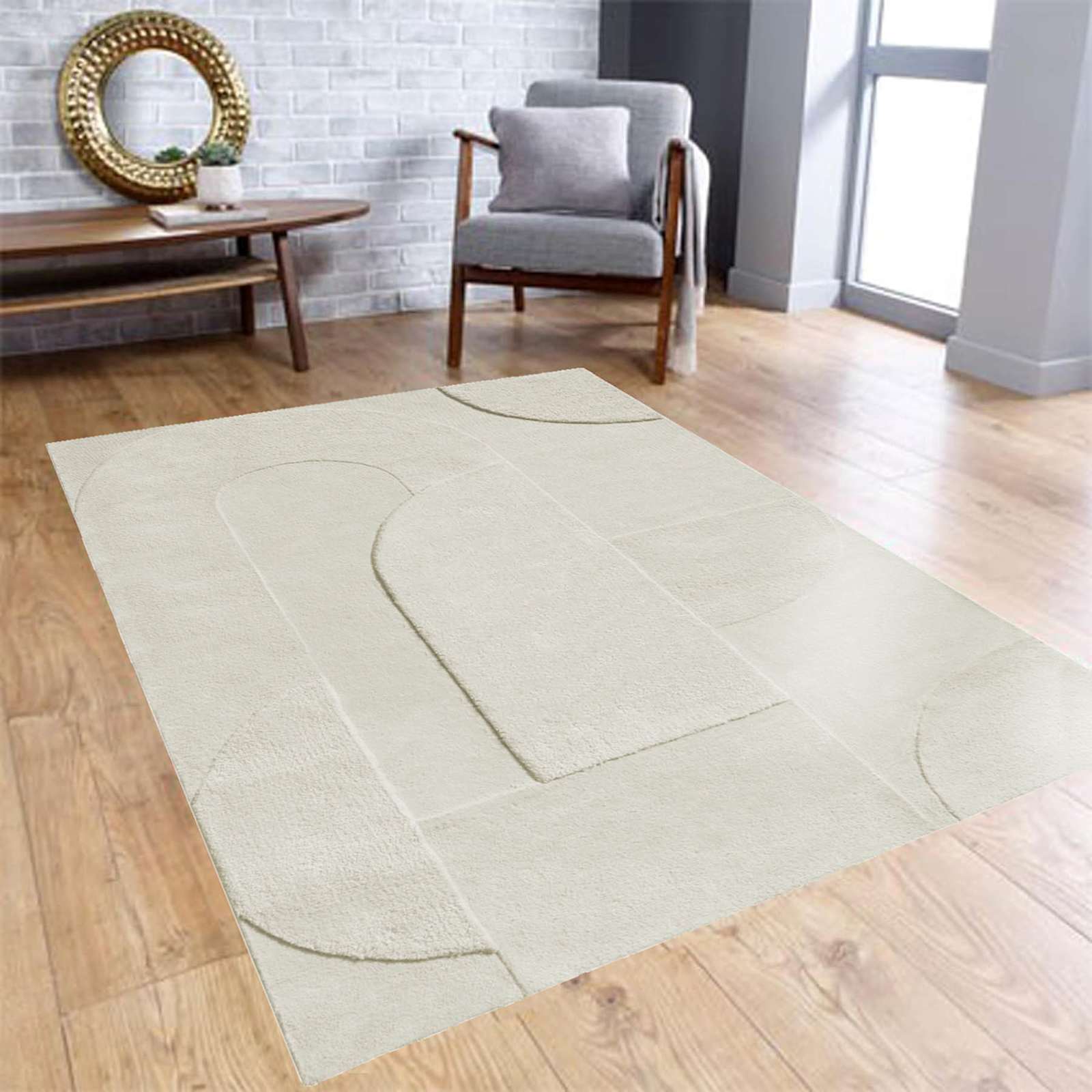 (B884) Crosby St. Ivory High-Low Area Rug, 8x10
