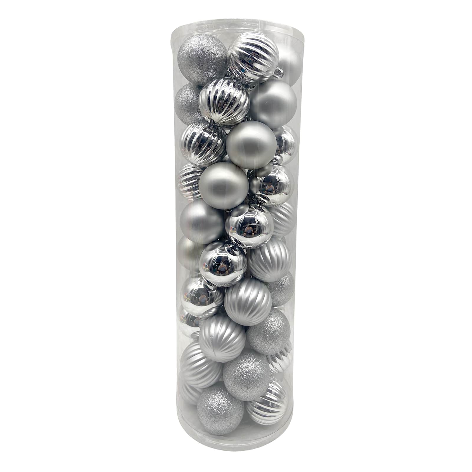 50 Count Silver Mix Shatterproof Ornaments | Holiday Decor | At Home