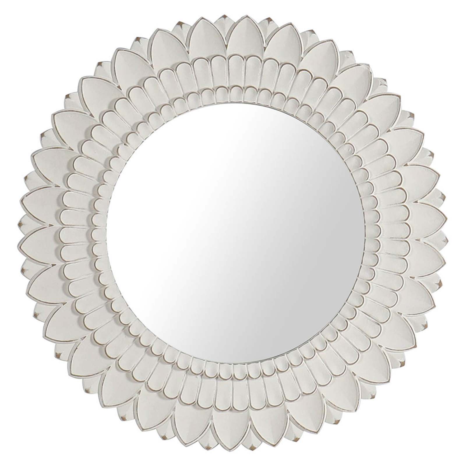 Carved White Floral Wall Mirror, 24"