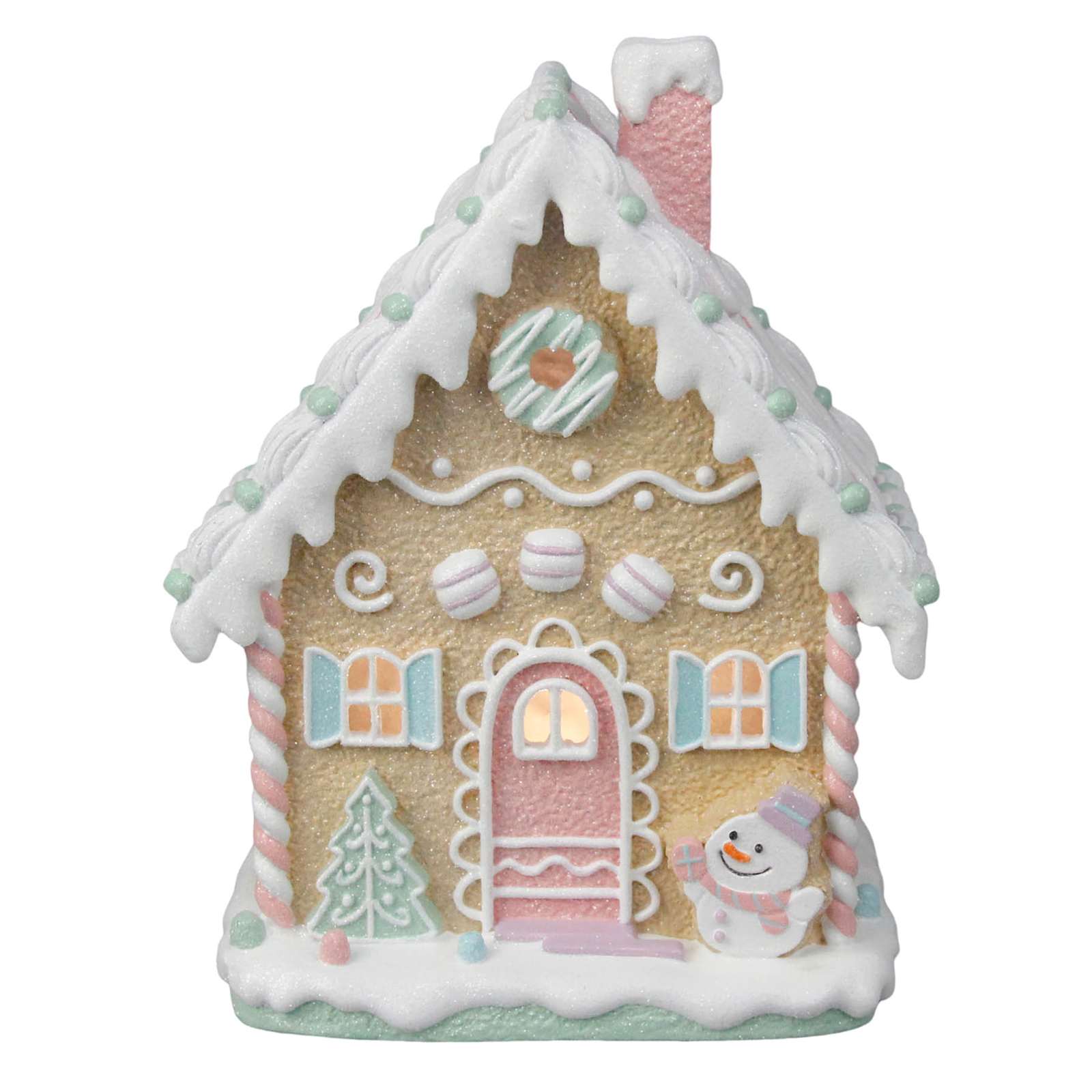 Mrs. Claus Bakery Pink Door LED Pastel Gingerbread House 9.8in ...
