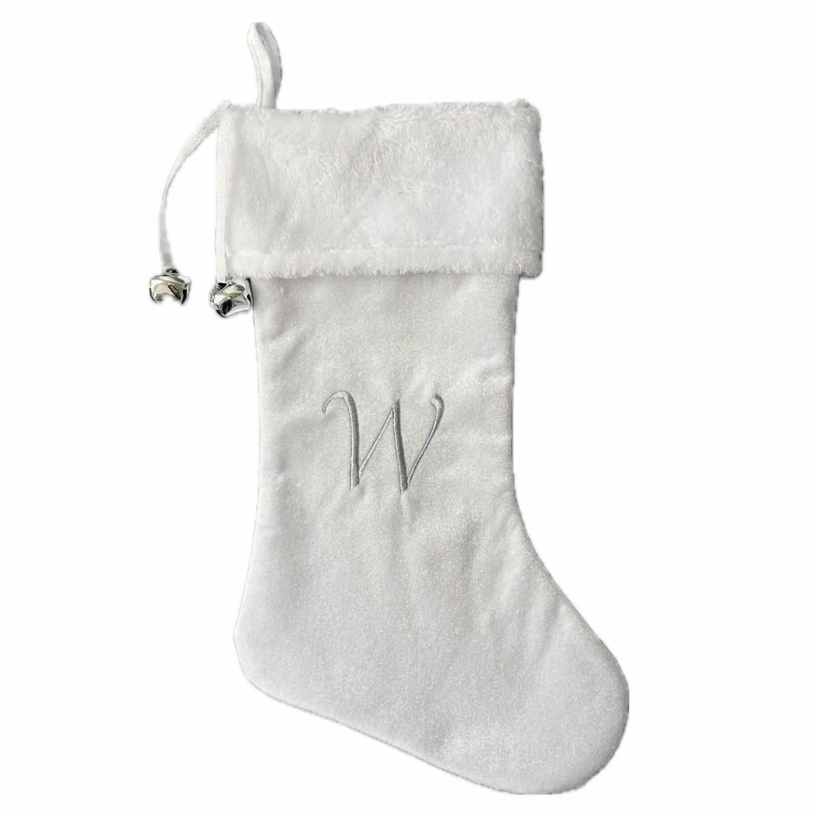 20In White Velvet Monogram W Stocking