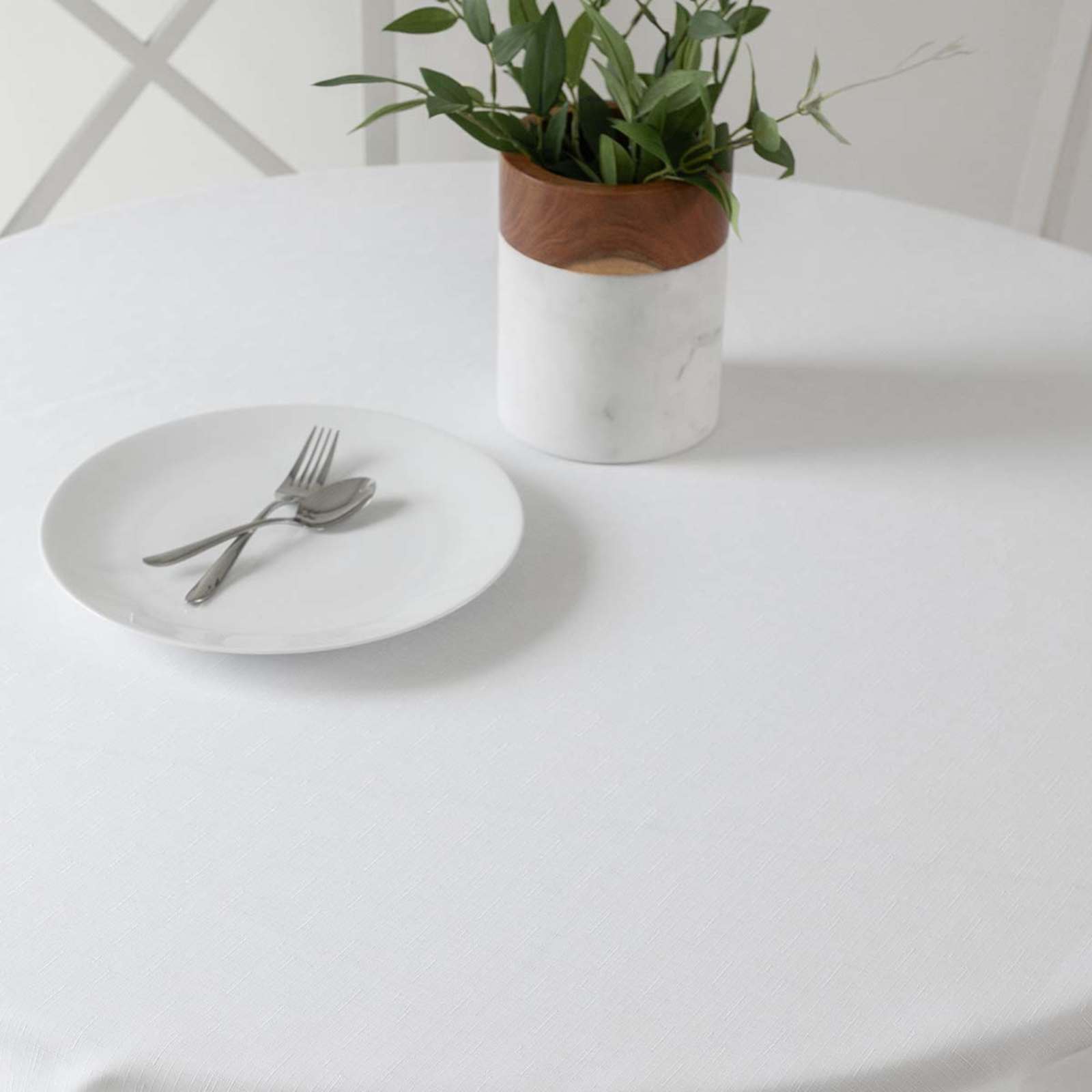 Basics Solid White Round Tablecloth, 70"