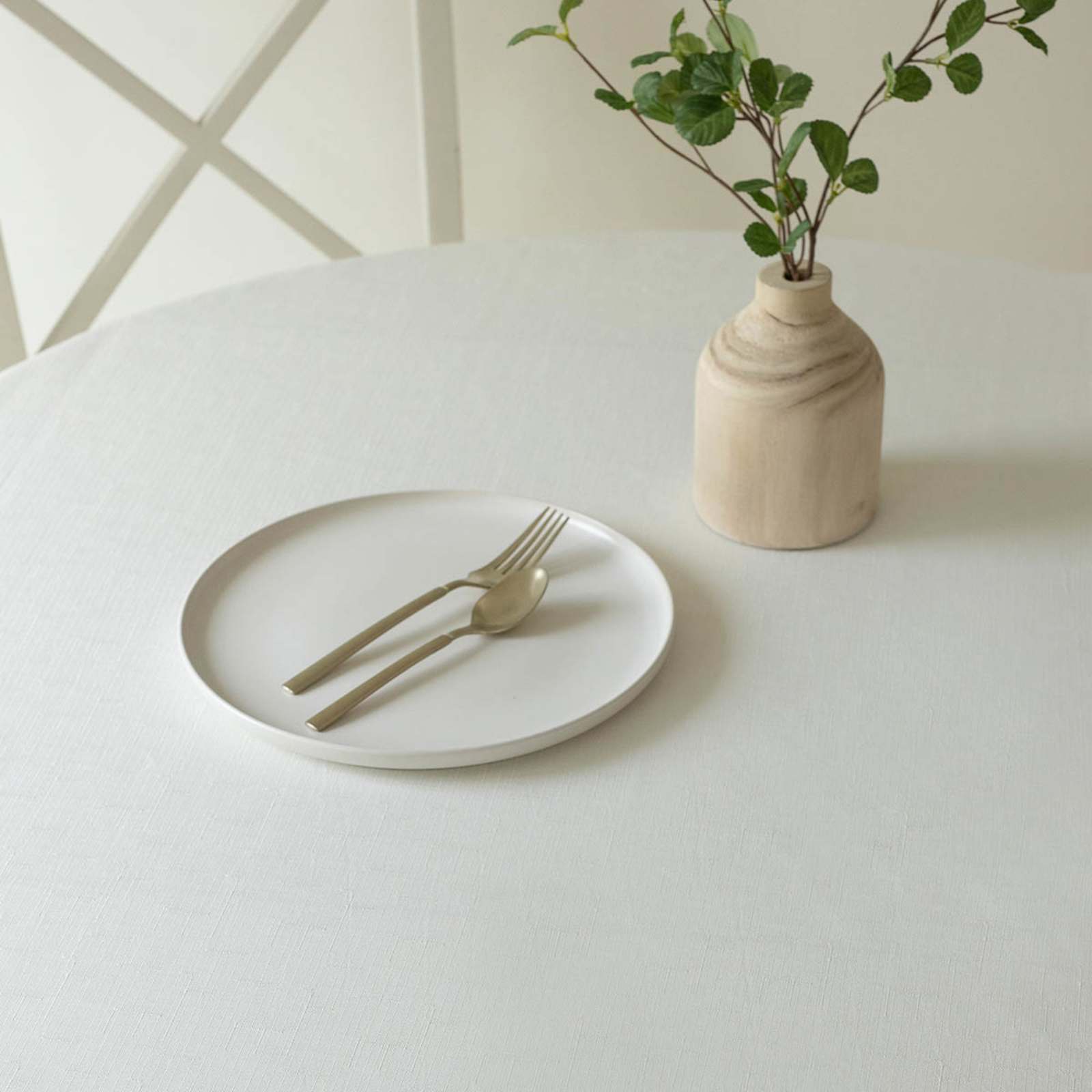 Basics Solid Ivory Round Tablecloth, 70"