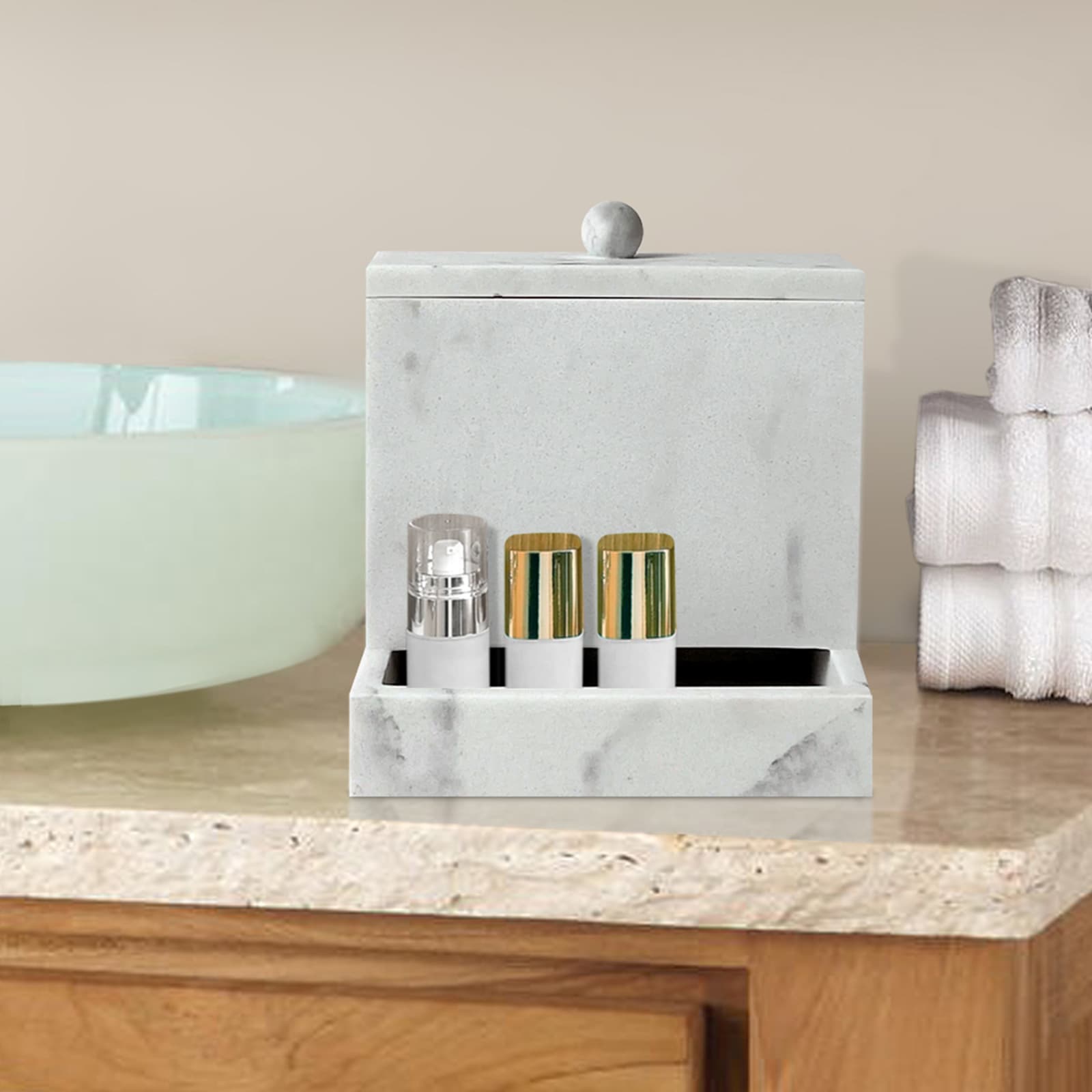 Marble Resin Q-Tip Box | At Home