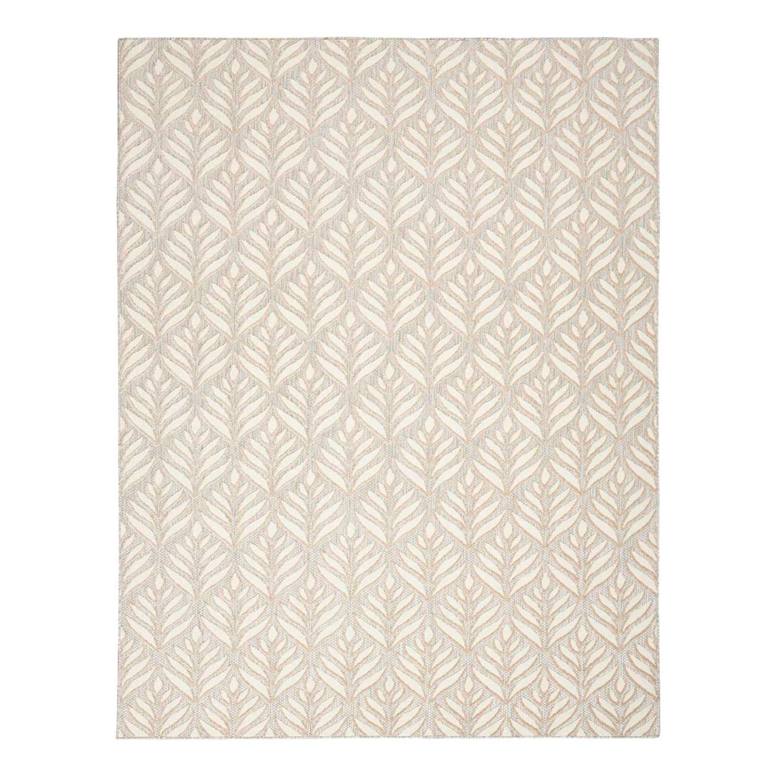 Ivory & Silver Leaf Outdoor Area Rug, 5X7 | At Home