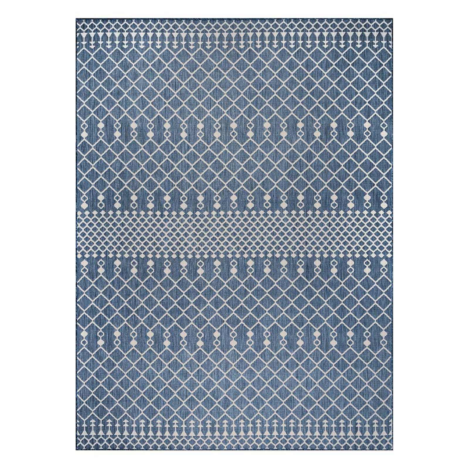 Navy Blue Moroccan Outdoor Area Rug, 5X7 | At Home