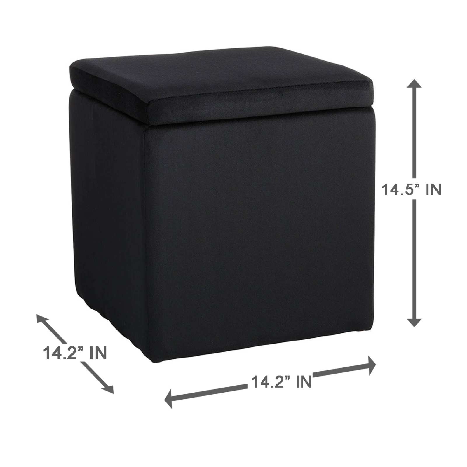 Hannah Square Storage Ottoman, Black