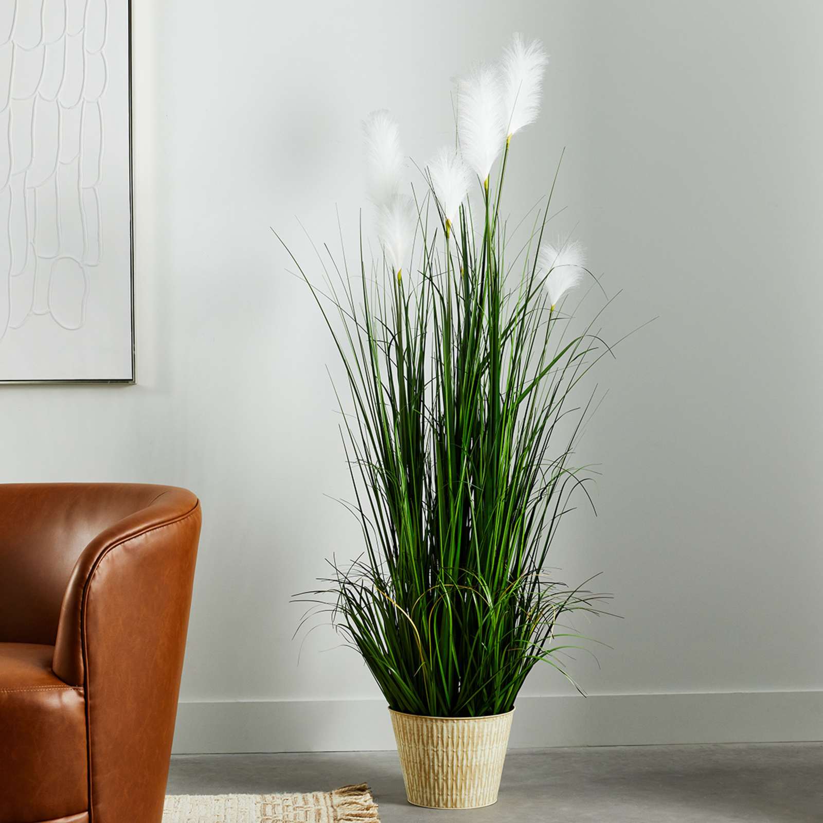 Green Grass Bundle with Metal Planter, 72.5"