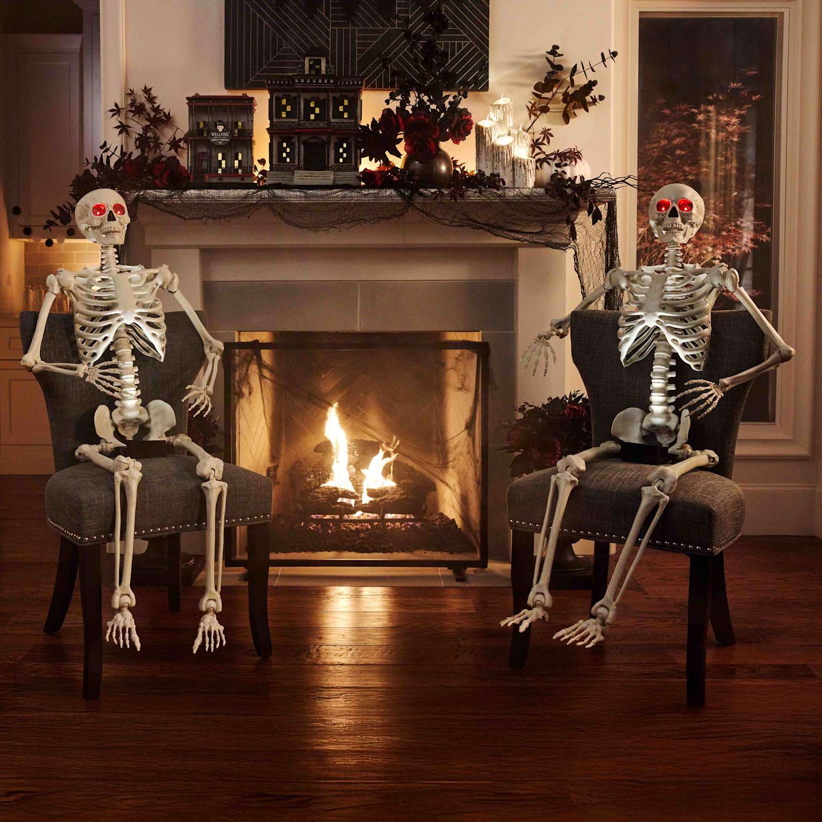 Posable Life-Size Halloween Skeleton, 5' | At Home