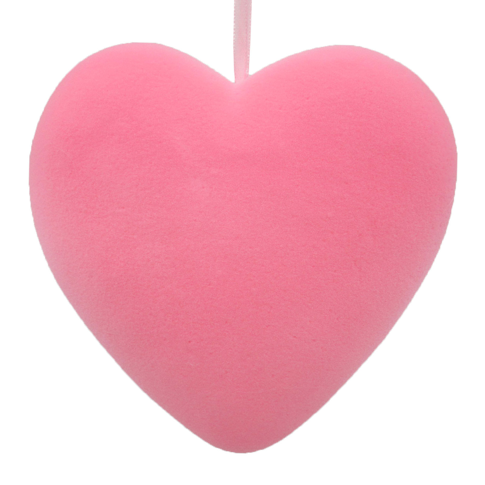 Pink Flocked Hanging Heart, 6"