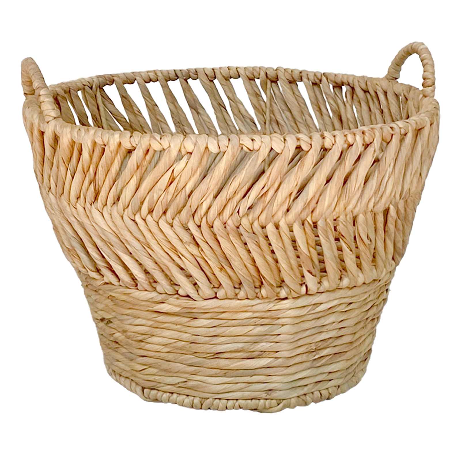 Zig Zag Round Water Hyacinth Storage Basket Zig Zag Round Water Hyacinth Storage Basket
