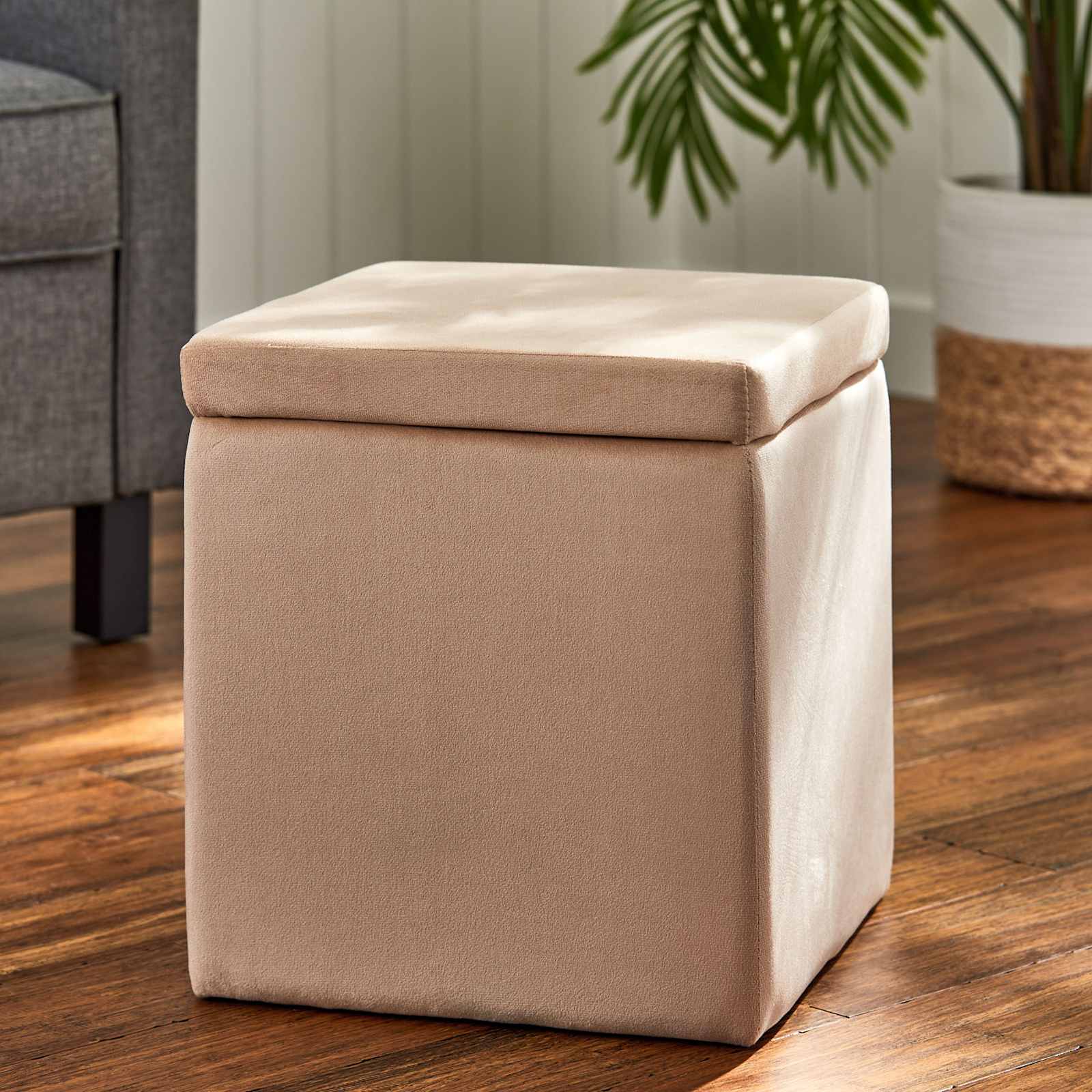 Hannah Square Storage Ottoman, Taupe