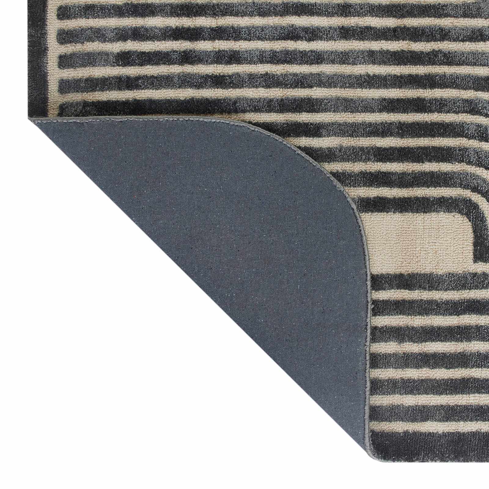 Black & Beige Oval Geometric Area Rug | At Home