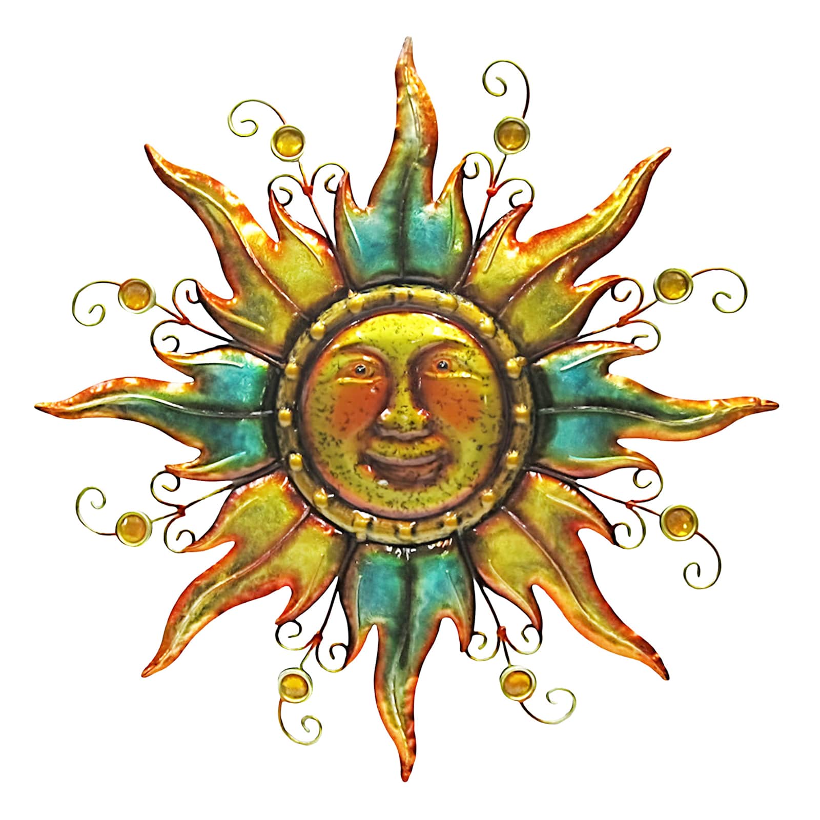 Two-Tone Metal Sun Face Outdoor Wall Decor, 22.7" | At Home