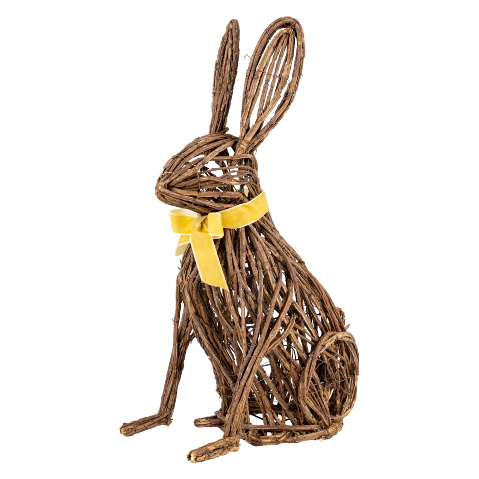 Honeybloom Brown Rattan Easter Rabbit with Bow, 17 | At Home