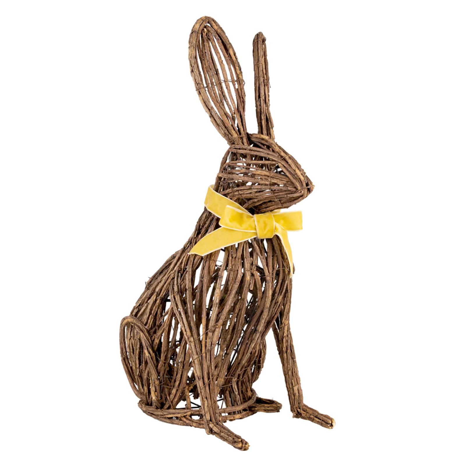 Honeybloom Brown Rattan Easter Rabbit with Bow, 17 | At Home