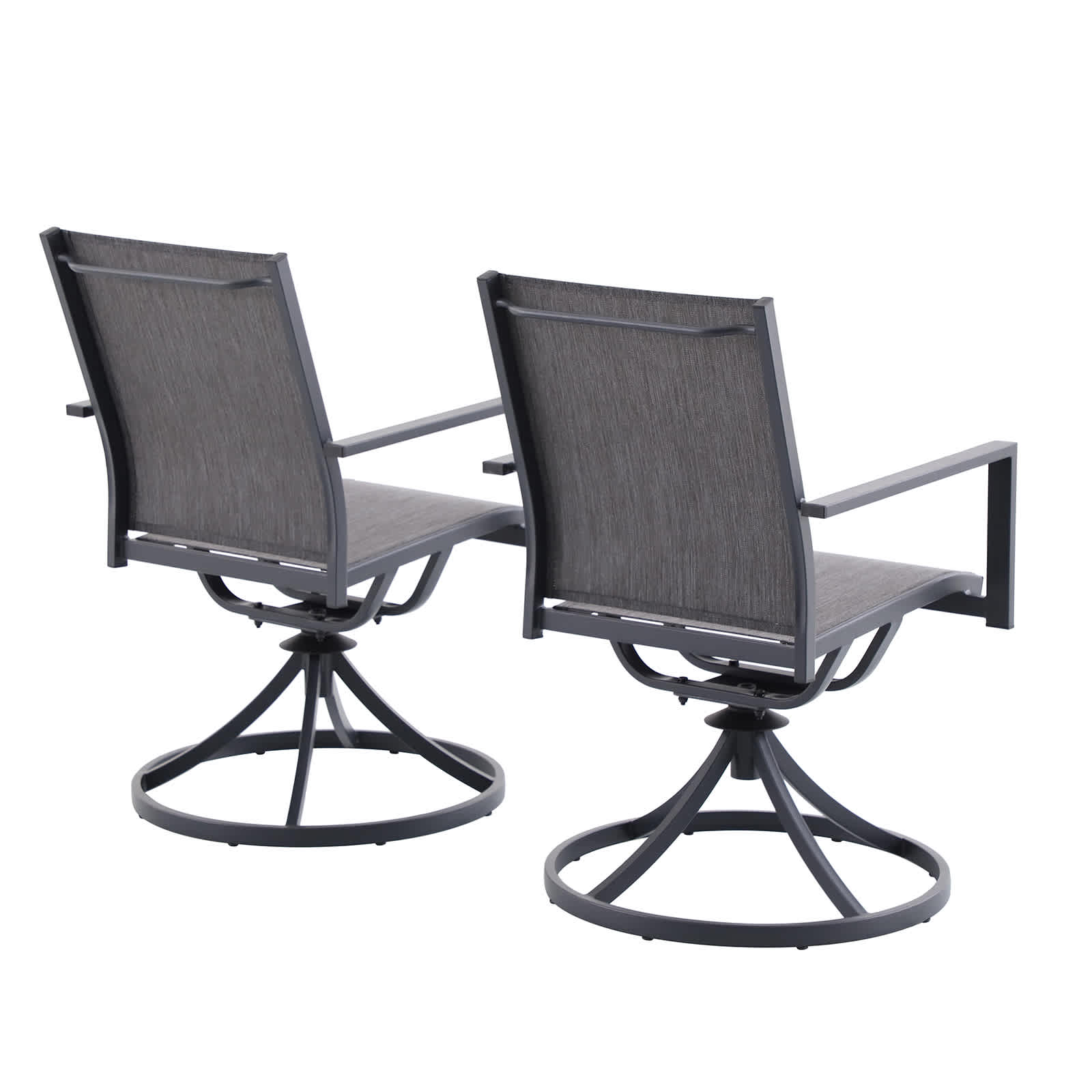 Set of 2 Sling Swivel Patio Dining Chairs, Graphite