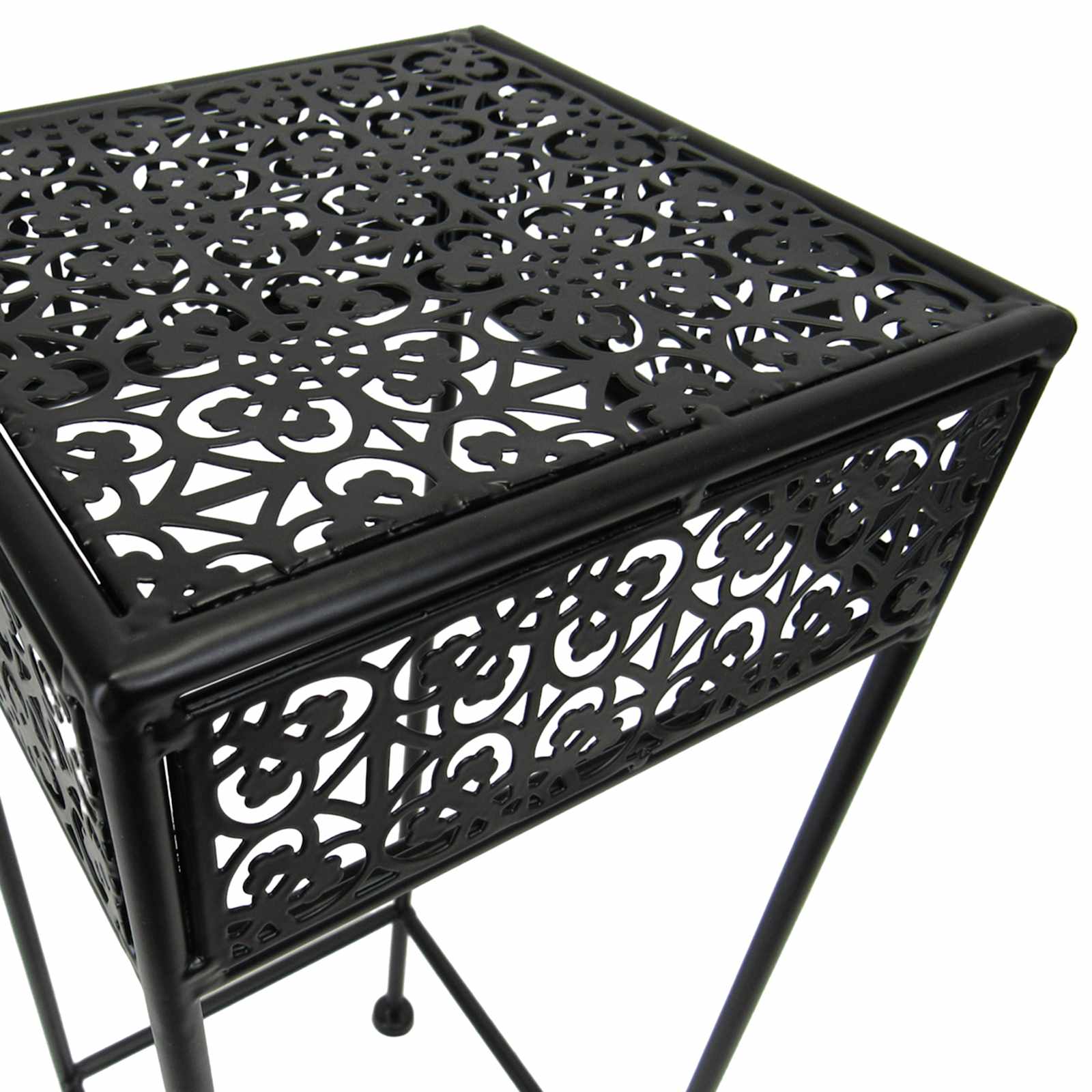 Black Metal Square Plant Stand, Medium | At Home