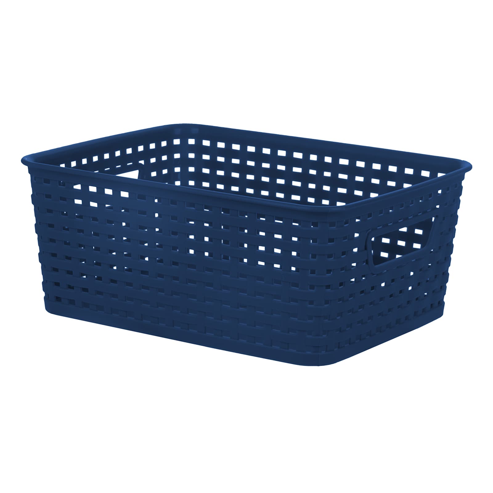 Navy Blue Crossover Weave Storage Basket, Small