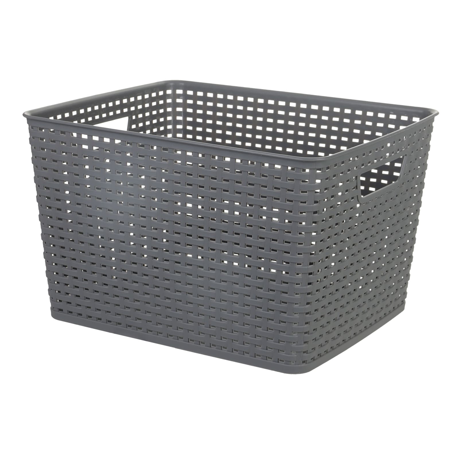 Dark Grey Crossover Weave Storage Basket, Large
