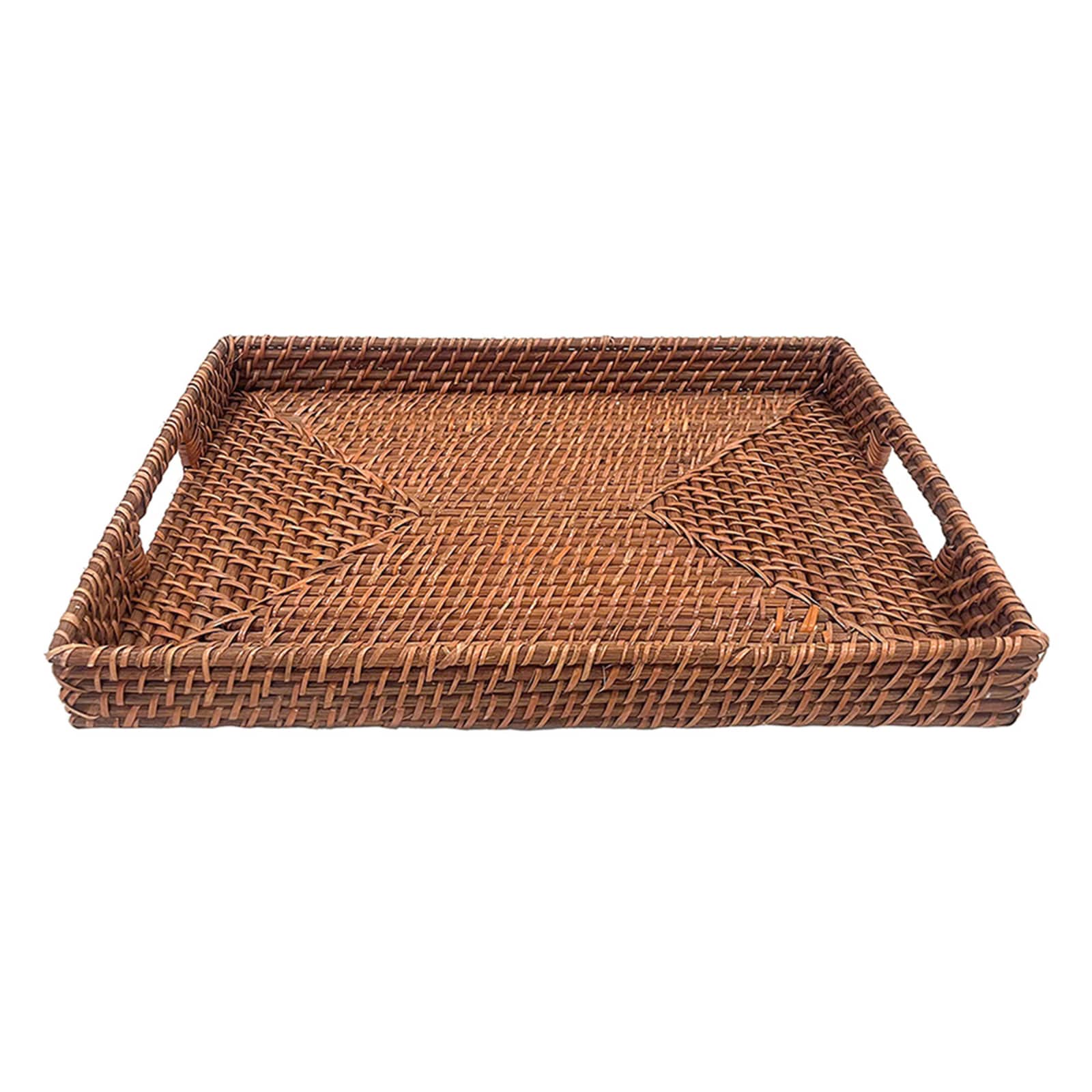 Brown Rectangle Rattan Tray, 17x12