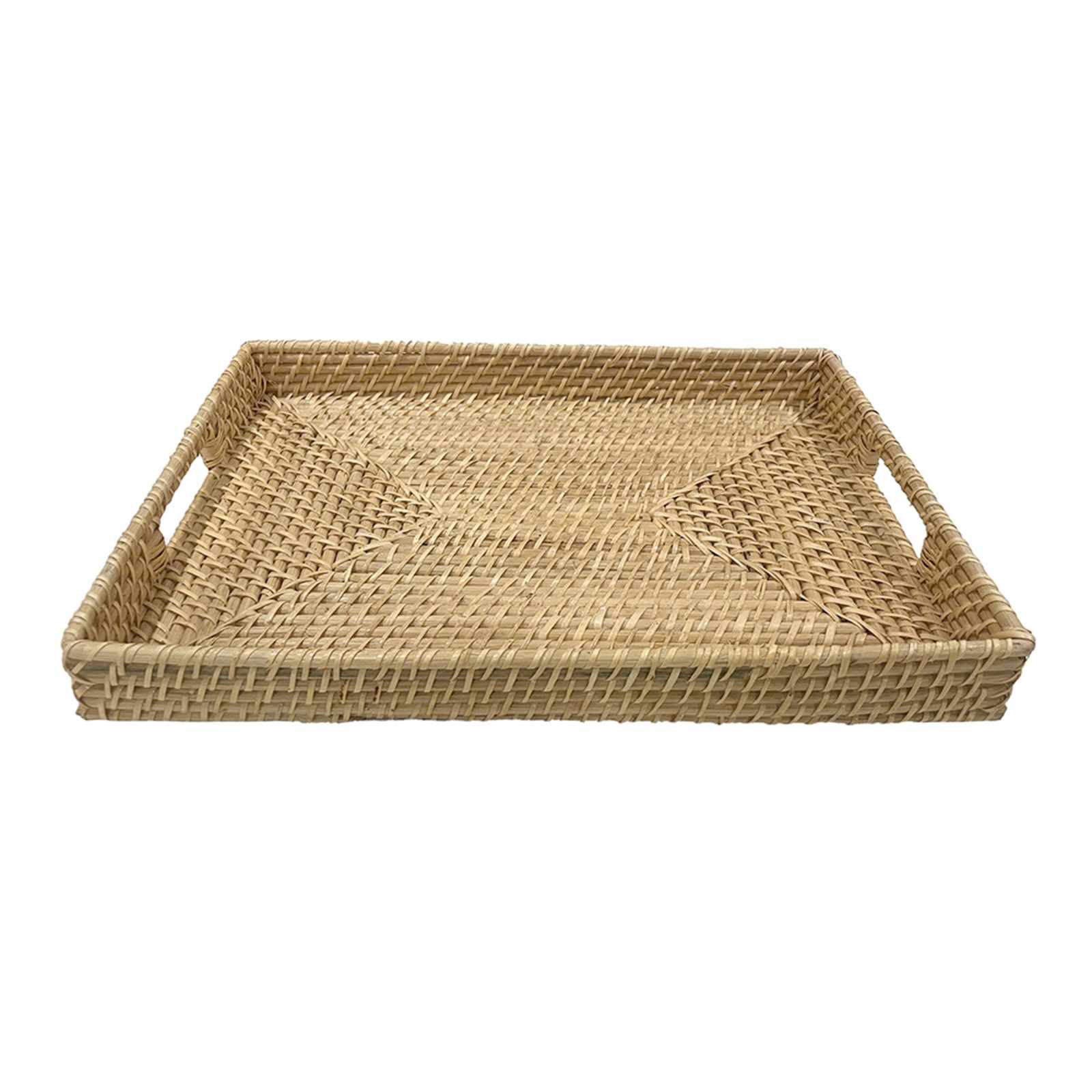 Tan Rectangle Rattan Tray, 17x12