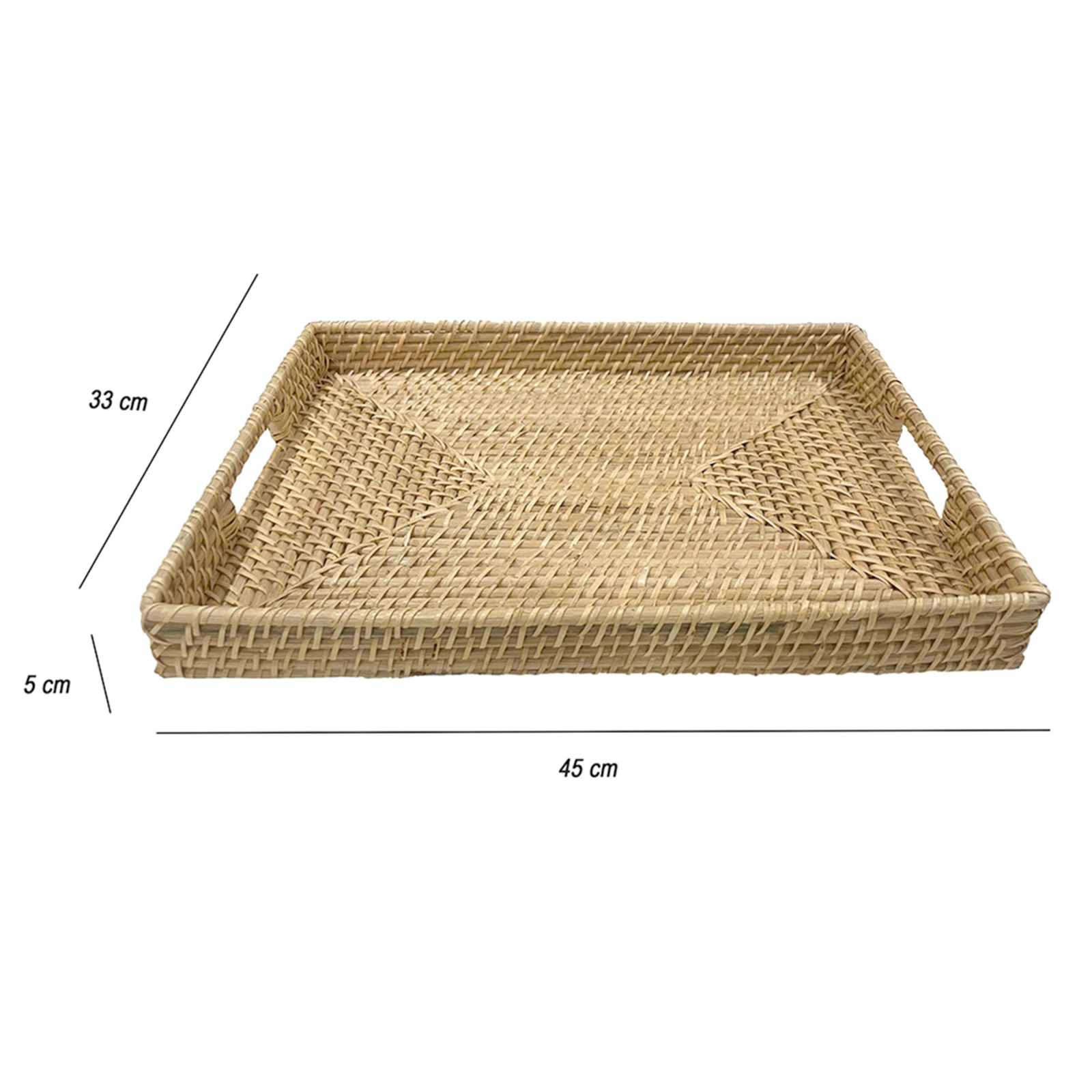 Tan Rectangle Rattan Tray, 17x12