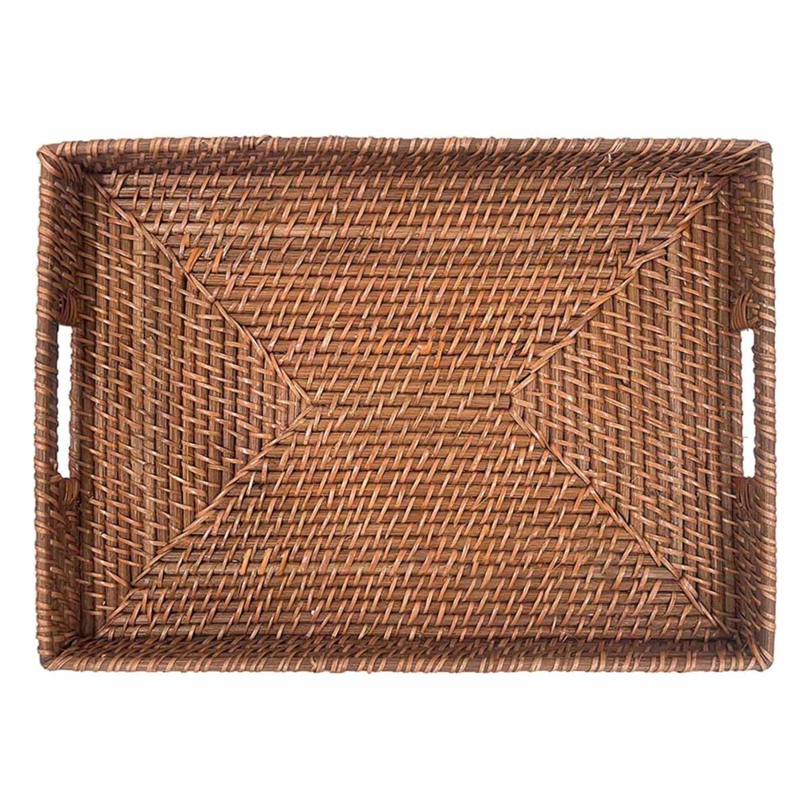 Brown Rectangle Rattan Tray, 17x12