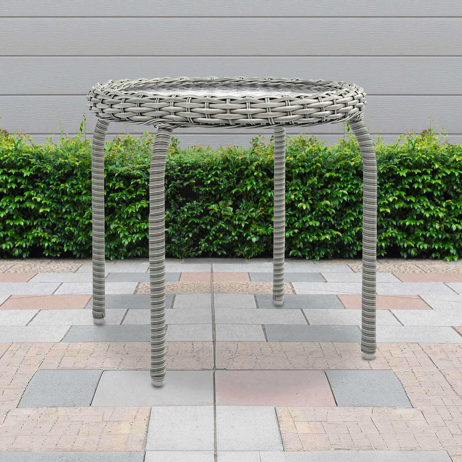 Providence Fairview Wicker Patio Side Table, Dove