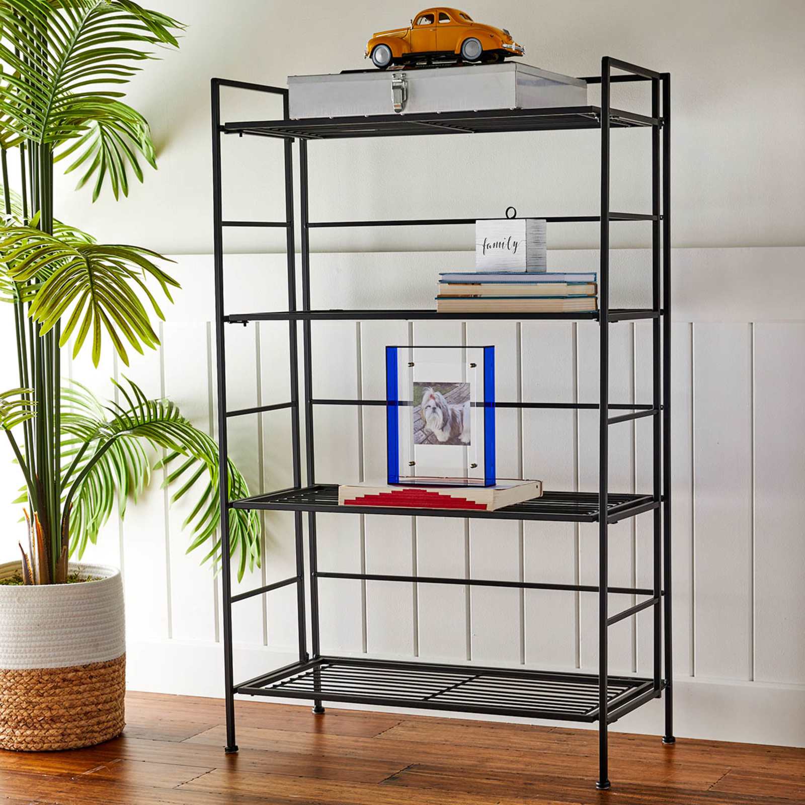 4-Tier Metal Folding Rack with Wire Shelves | At Home