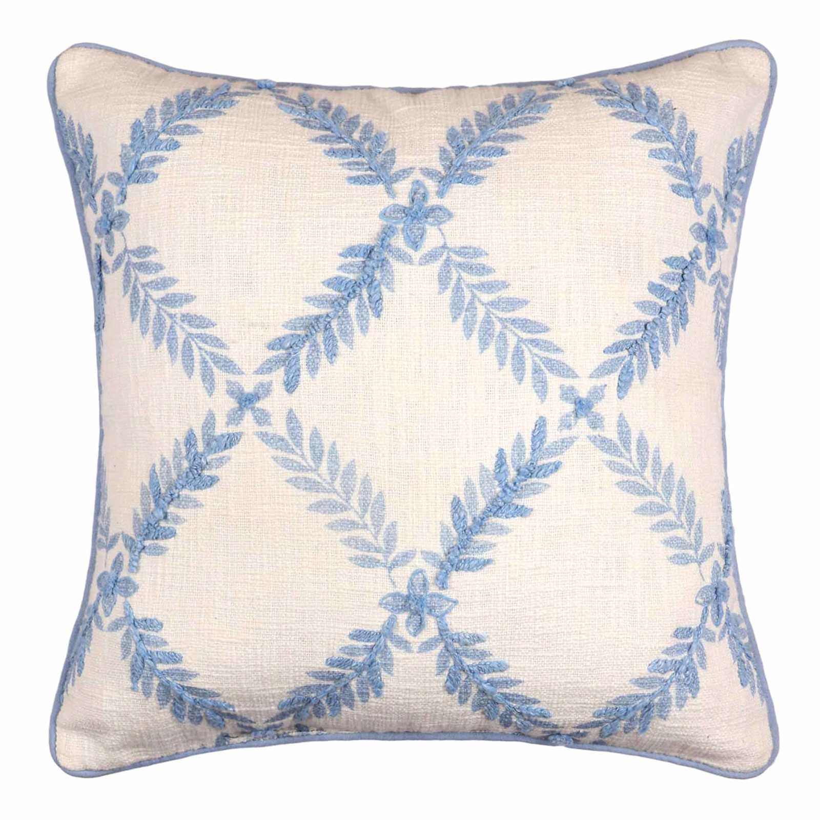 Providence Fern Trellis Embroidered Throw Pillow, 18"