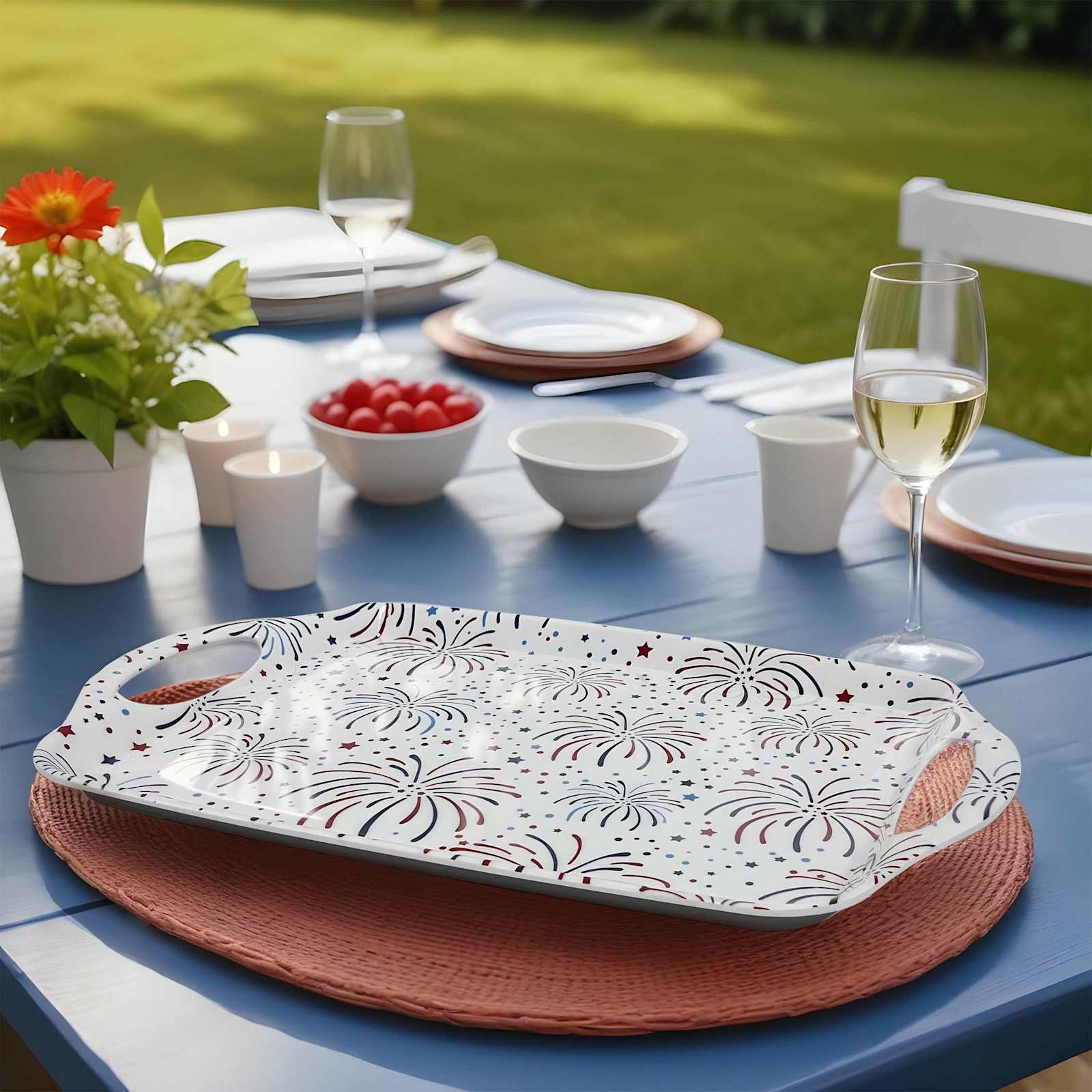 Patriotic Melamine Firework Serving Tray