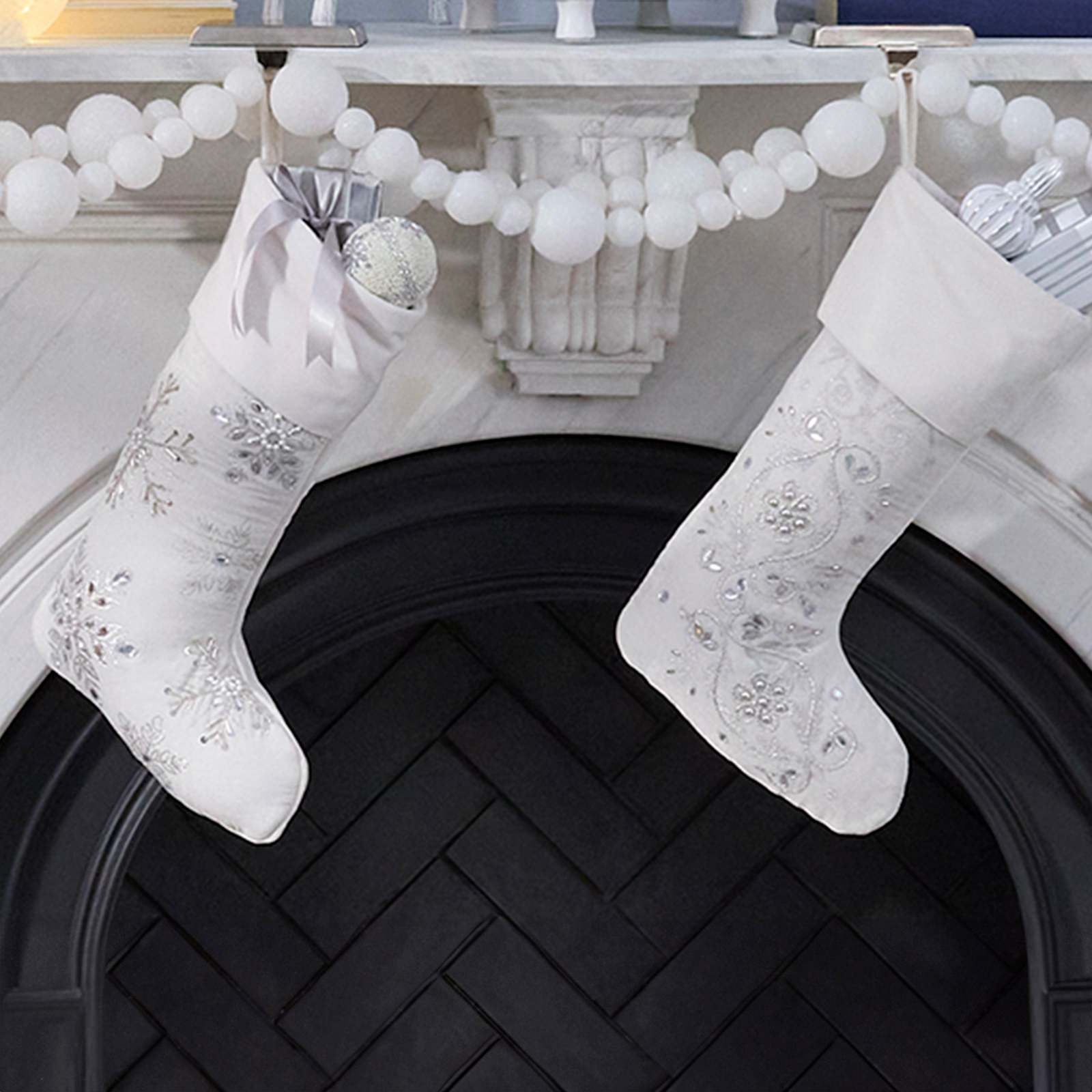 18In White Velvet Snowflake Stocking