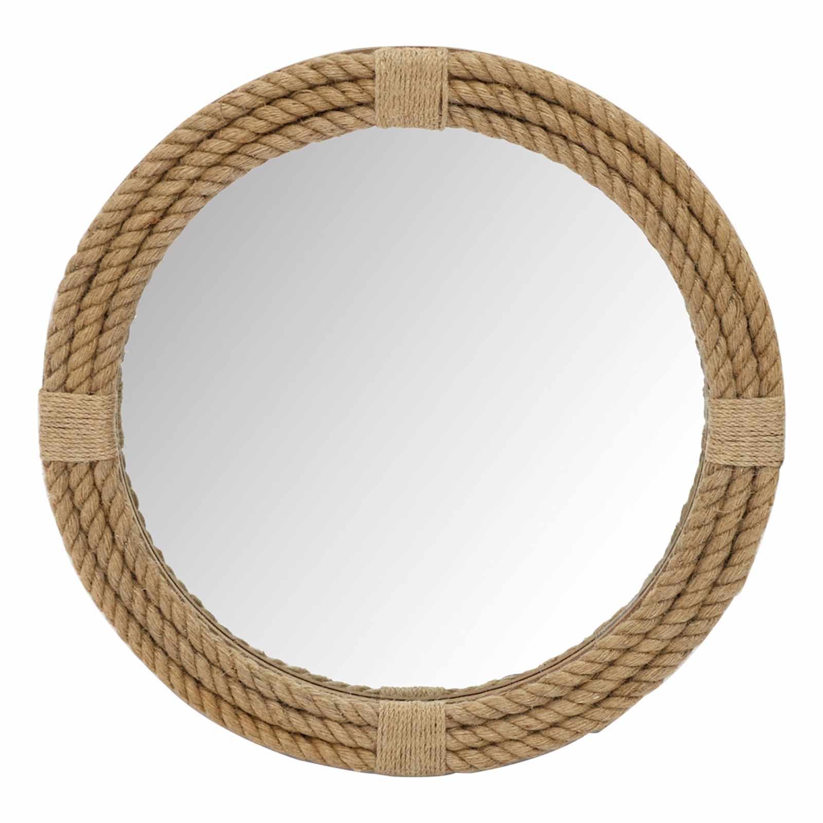 Honeybloom Brown Round Rope Wall Mirror, 24"