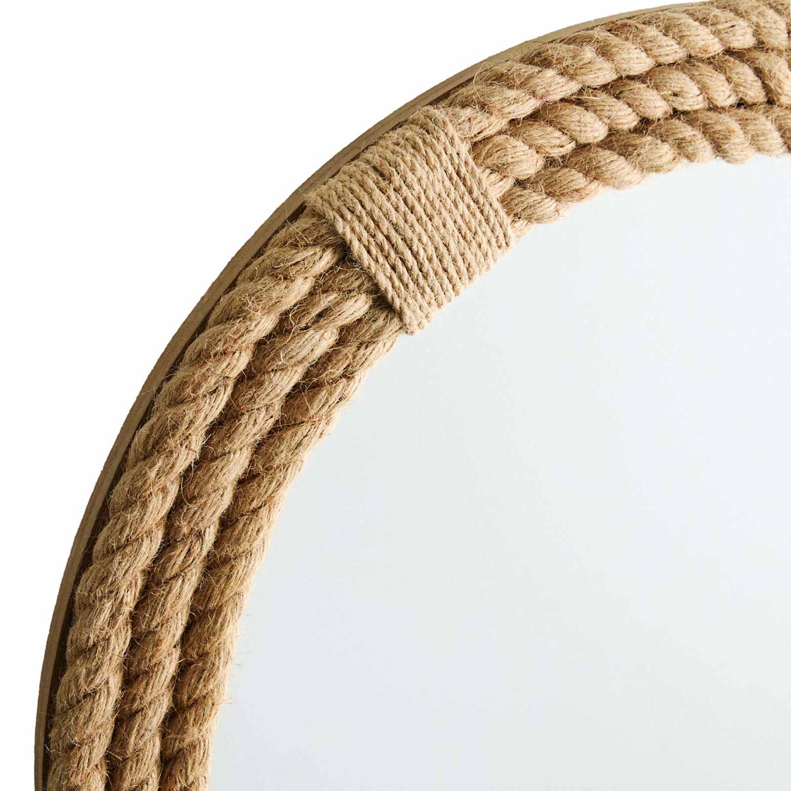 Honeybloom Brown Round Rope Wall Mirror, 24"
