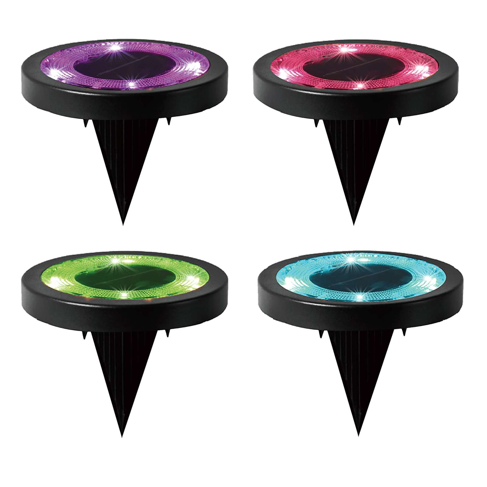 4-Pack 15-Lumen Solar Multi-Purpose Color Changing Disc Light